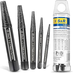 S&R Screw Extractor Set, 5 pcs., Screw Remover Made of Chrome-Vanadium ...