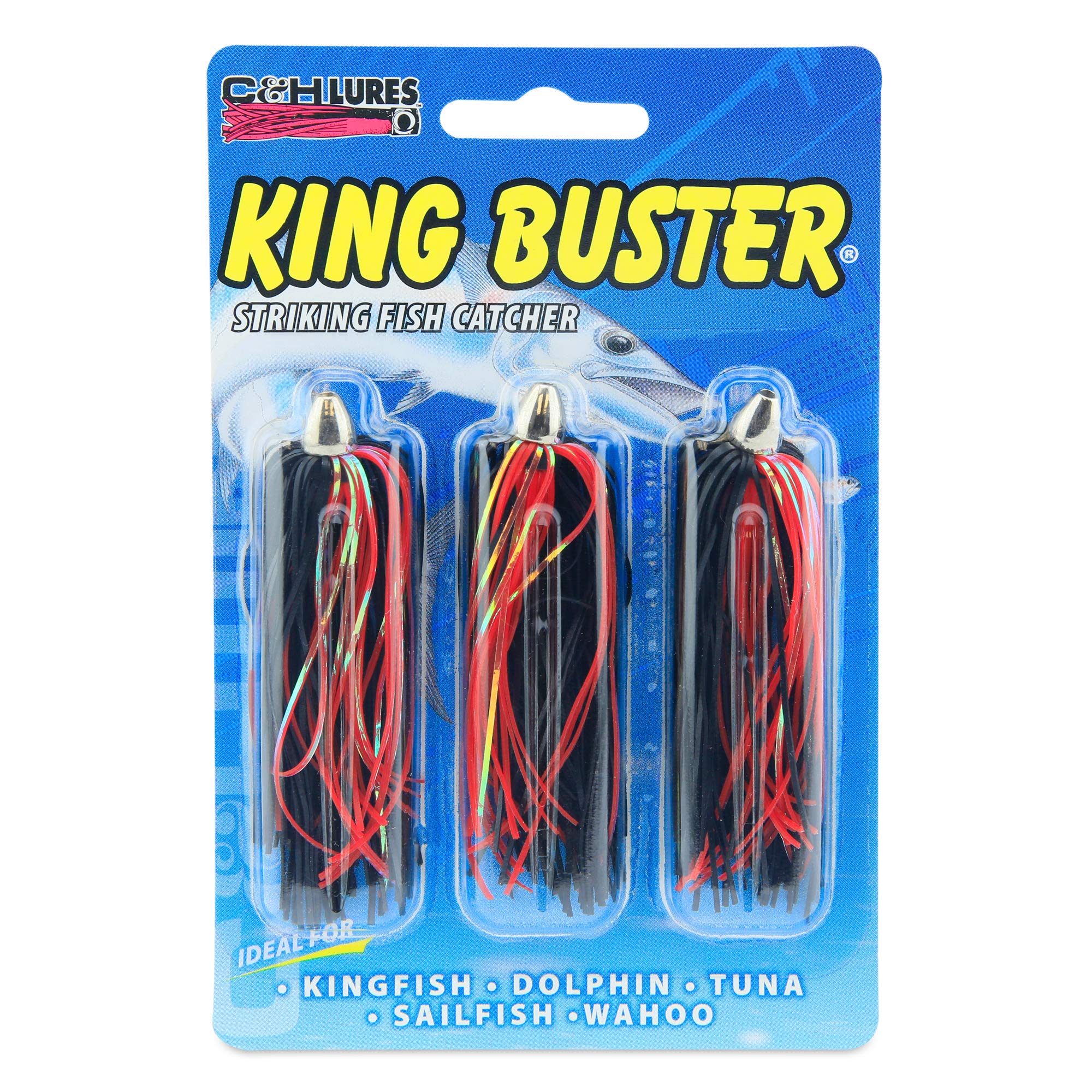 Snapklik.com : C&H, King Buster Lure, Black/Red Mylar Skirt, 1/8 Oz