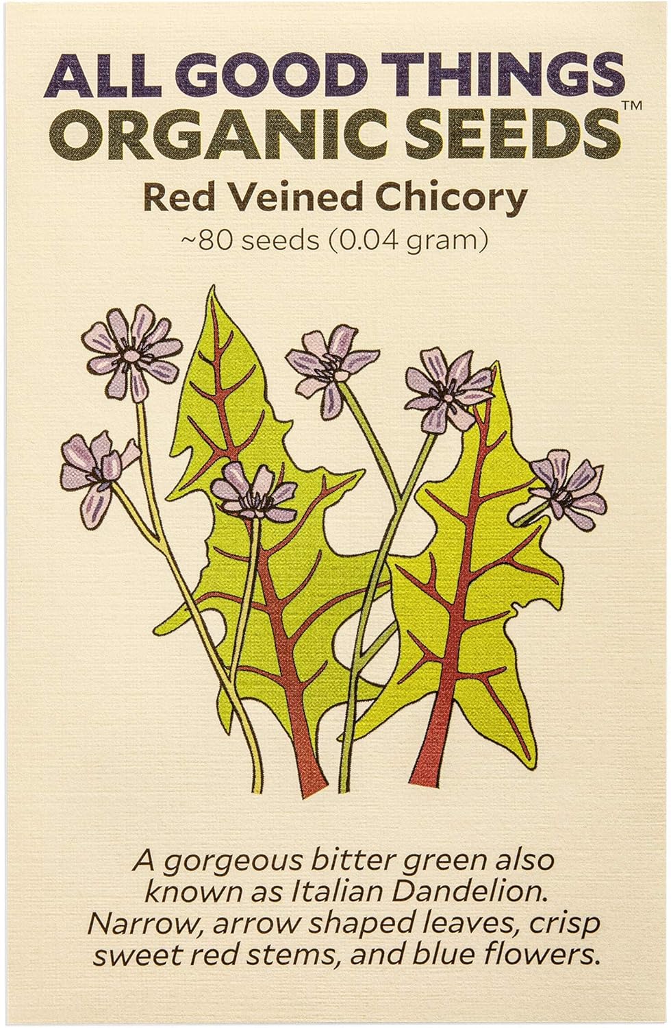Amazon.com: Red-Veined Chicory Seeds - Pack of 80, Certified Organic ...