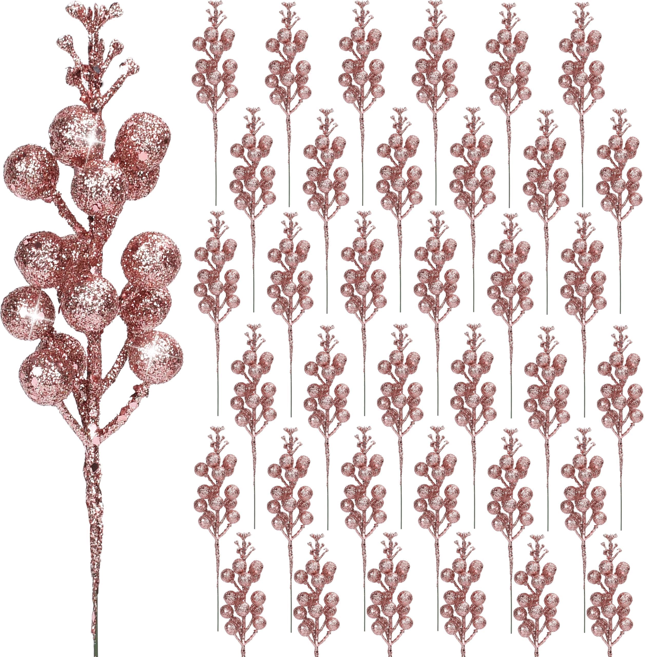Amazon.com: Palonu 36 Pcs Christmas Glitter Berries Stems,8.5 Inch ...