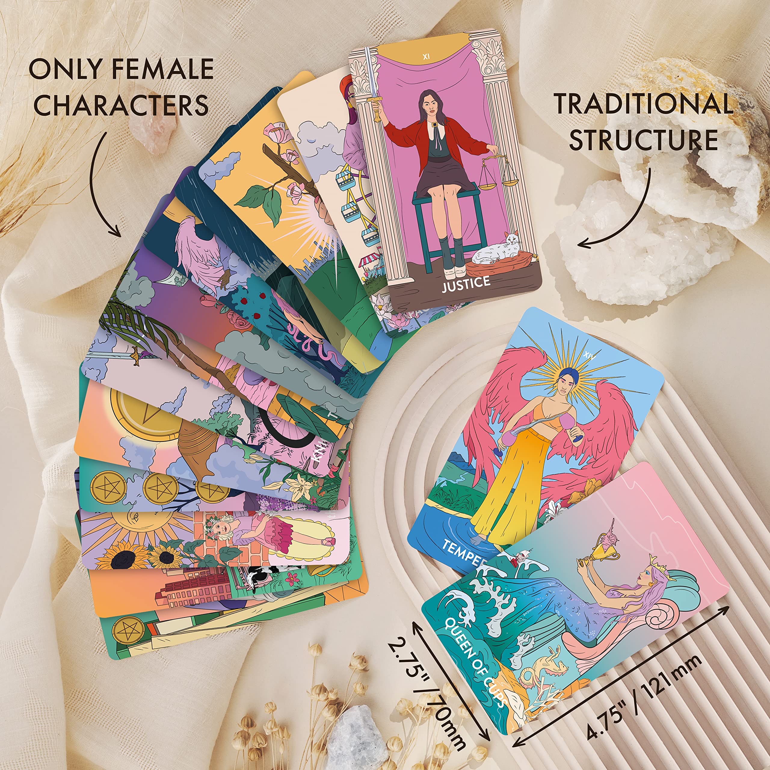 Snapklik.com : Wyspell Feminine Tarot Card Deck - Bordless Tarot Deck ...
