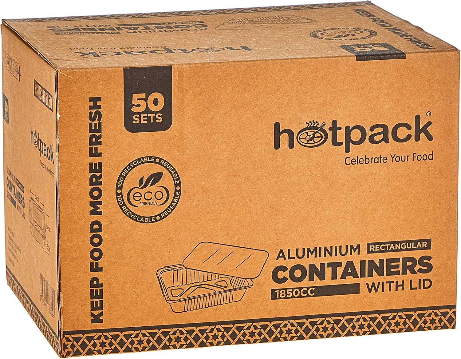 Hotpack Aluminium Rectangle Container 1850Ml With Lid 50 Pieces : Buy Online at Best Price in ...
