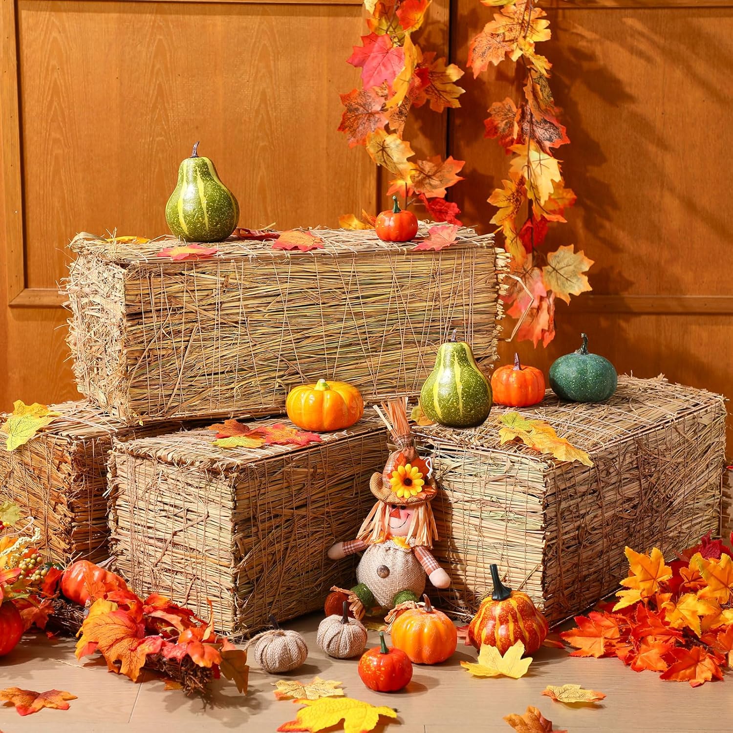 Amazon.com : CroBlissful 6 Pcs 20 x 8 x 9 Inch Straw Hay Bale Fake ...