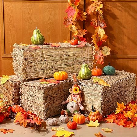 Amazon.com: CroBlissful 6 Pcs Fall Halloween Decorative Hay Bale 20 x 8 ...