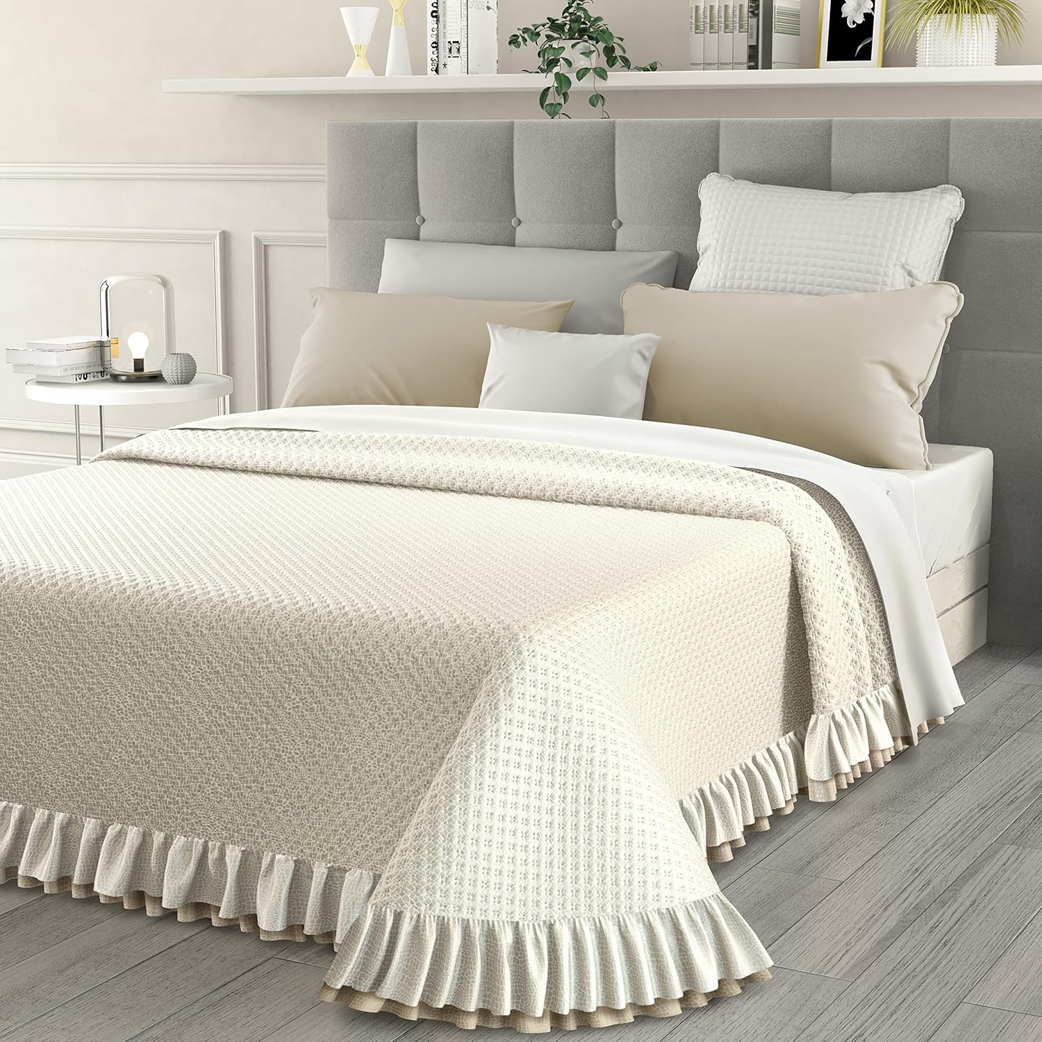 CLARA HOME Copriletto Matrimoniale 2 Piazze Trapuntato Color Panna ...