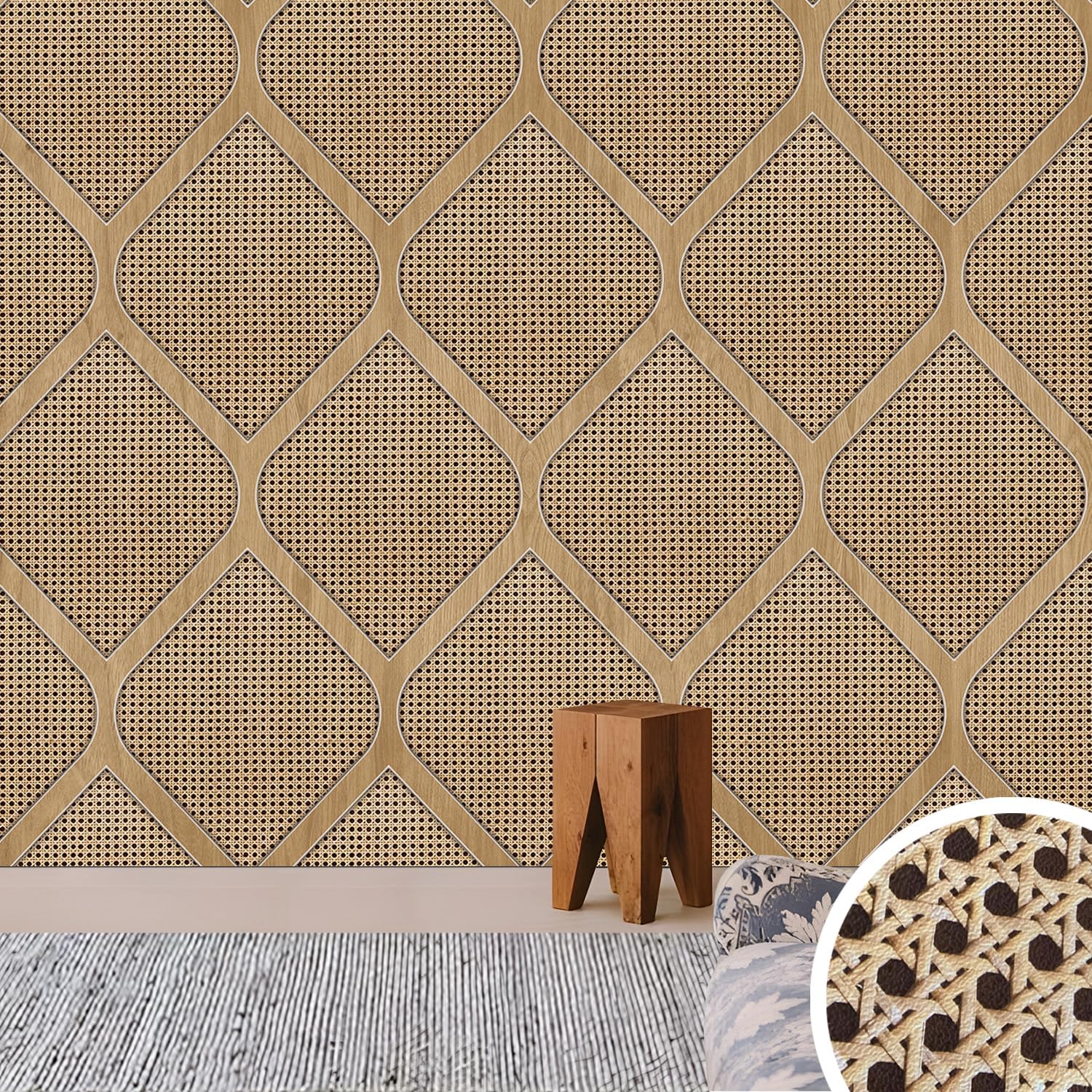LiveInUrban Rattan Weave Look Boho Chic Wallpaper, Peel and Stick ...