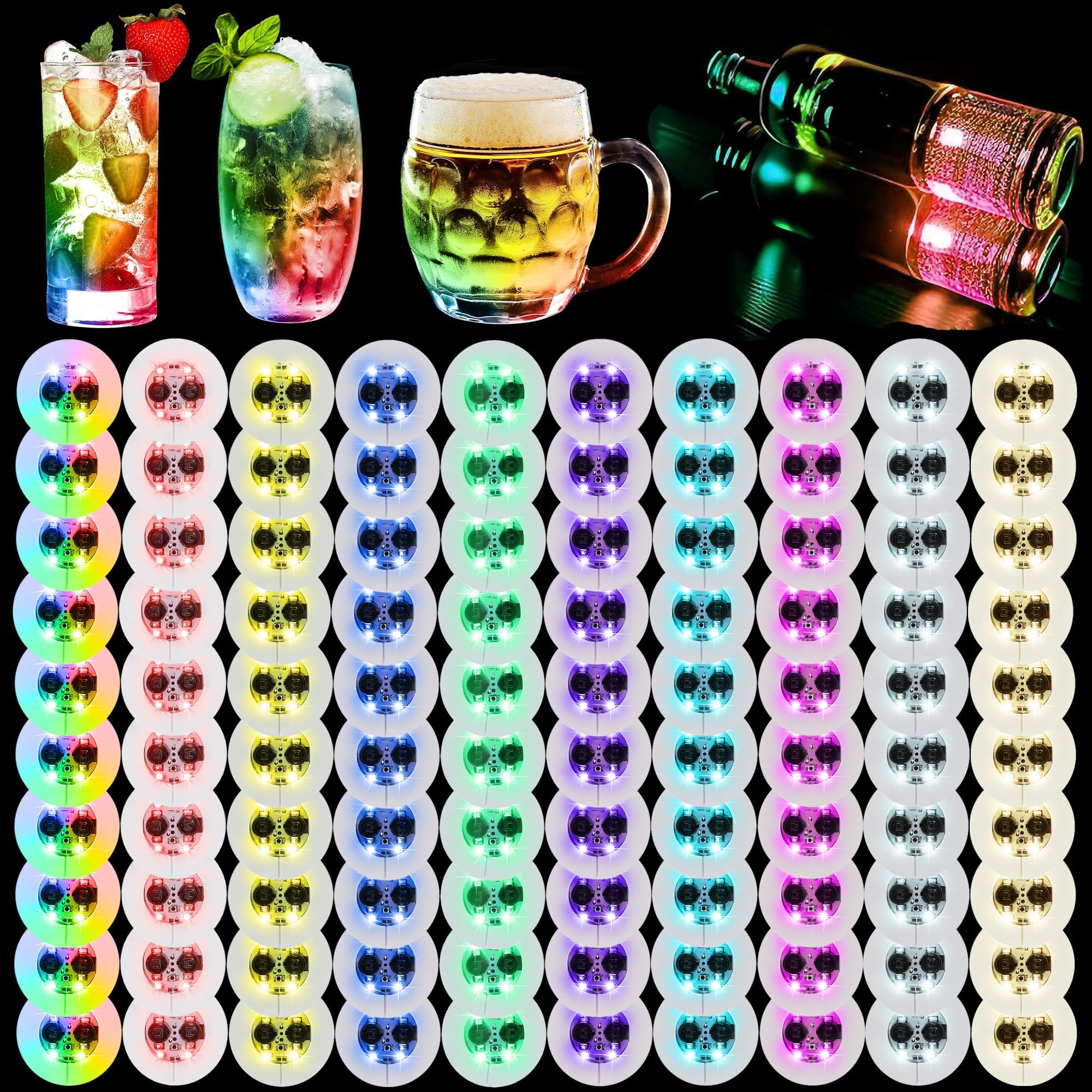 Amazon.com: LED Coaster, 30 Pack Colorful Light Up Coasters for Drinks ...