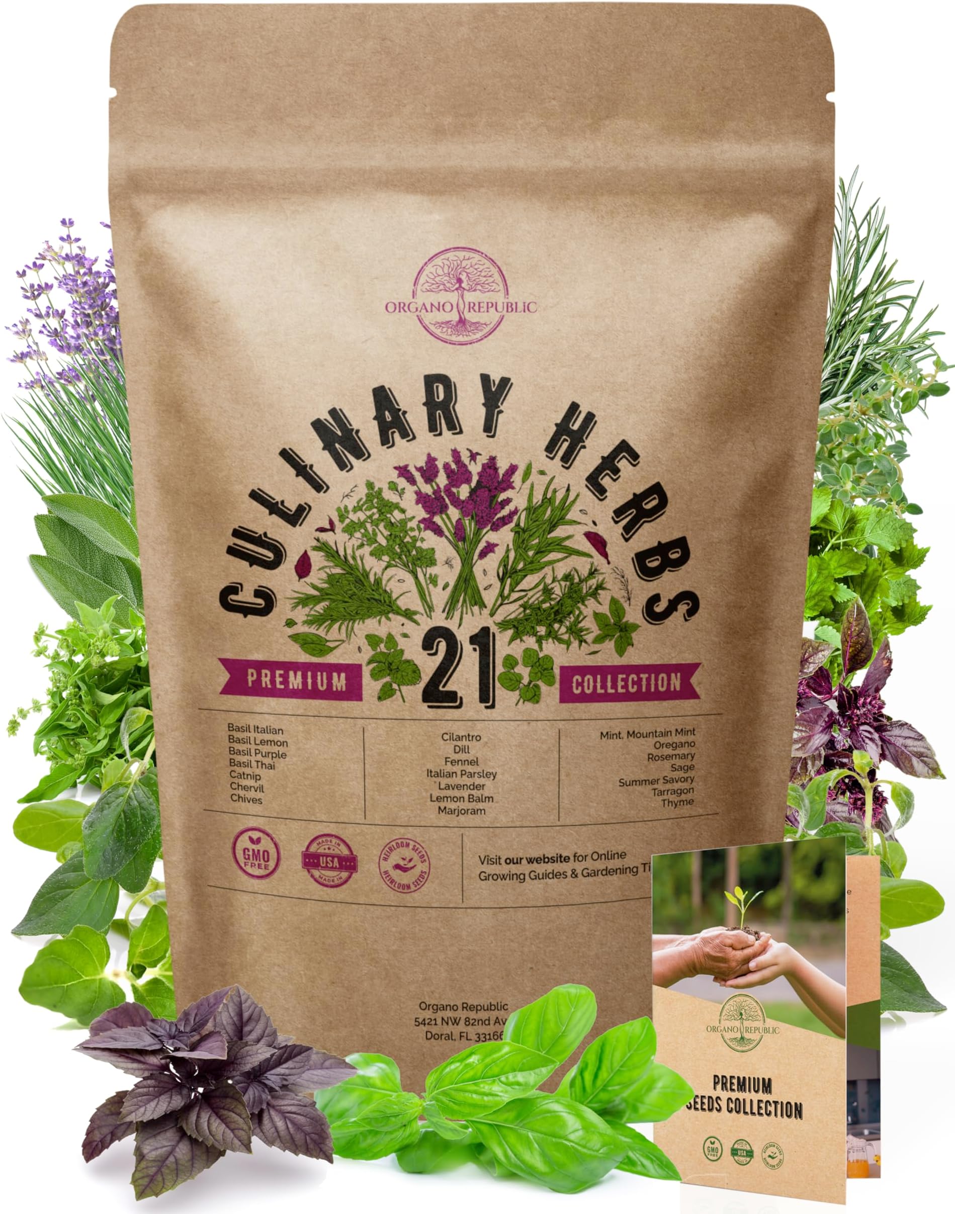 Amazon.com : Organo Republic 21 Culinary Herb Seeds Variety Pack - Heirloom, Non-GMO, for ...