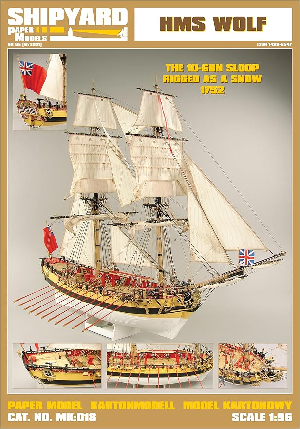 MODEL SHIP YARD HMS Wolf 1752 Scale 1:96 L 390mm W 202mm H 296mm Vessel ...