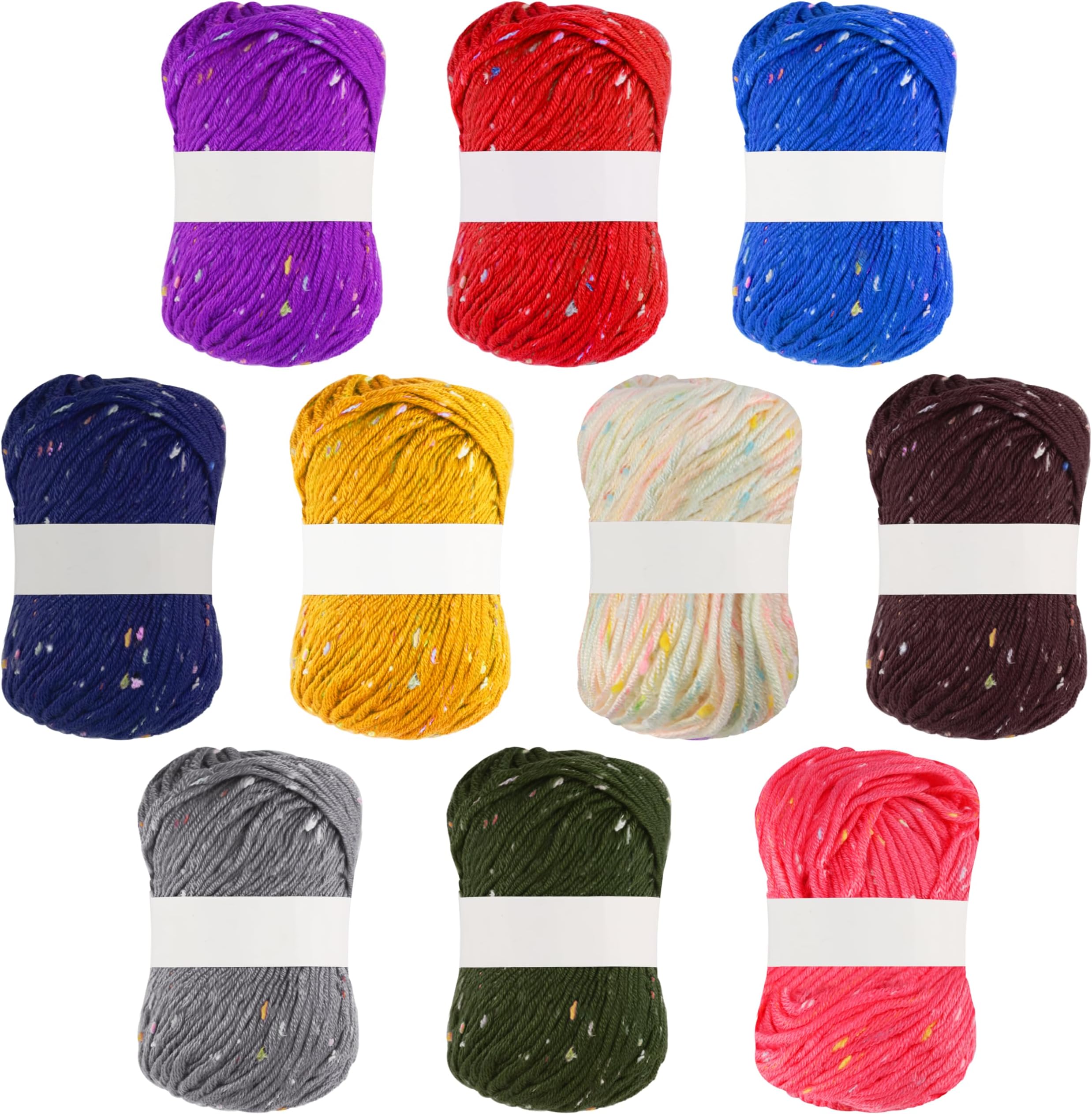 Kurtzy 10 Pack of Colourful Dotted Crochet Yarn Balls - 50g/1.7oz Per ...