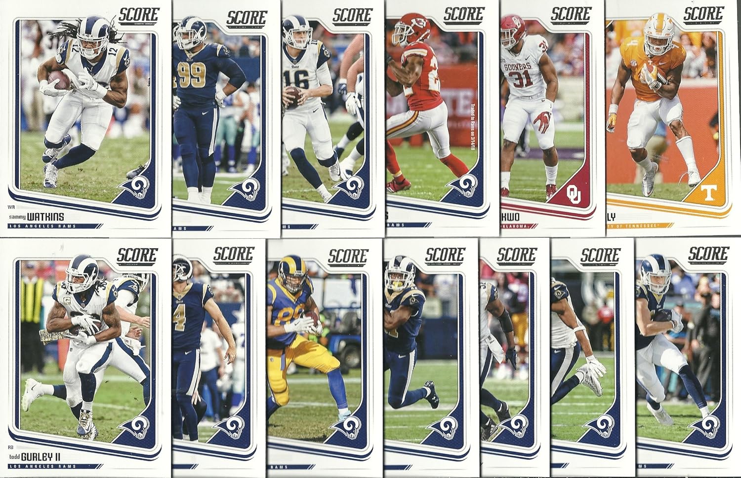 2018 Panini Score Football Los Angeles Rams Team Set 13 Cards W/Draft ...