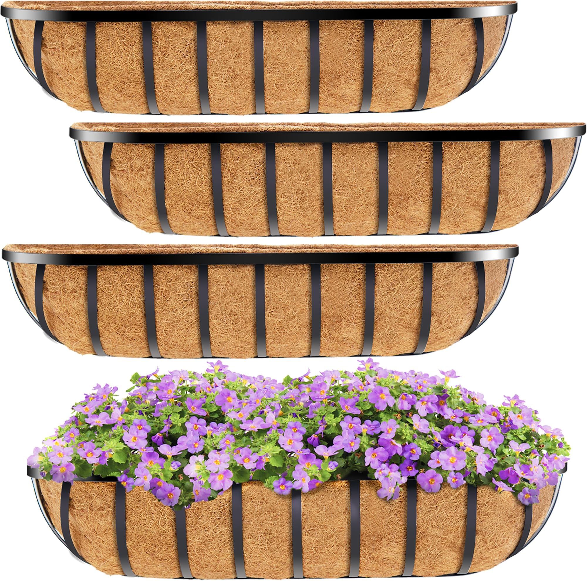Amazon.com: Aulock 4 Sets 30in Window Boxes Railing Planter with ...
