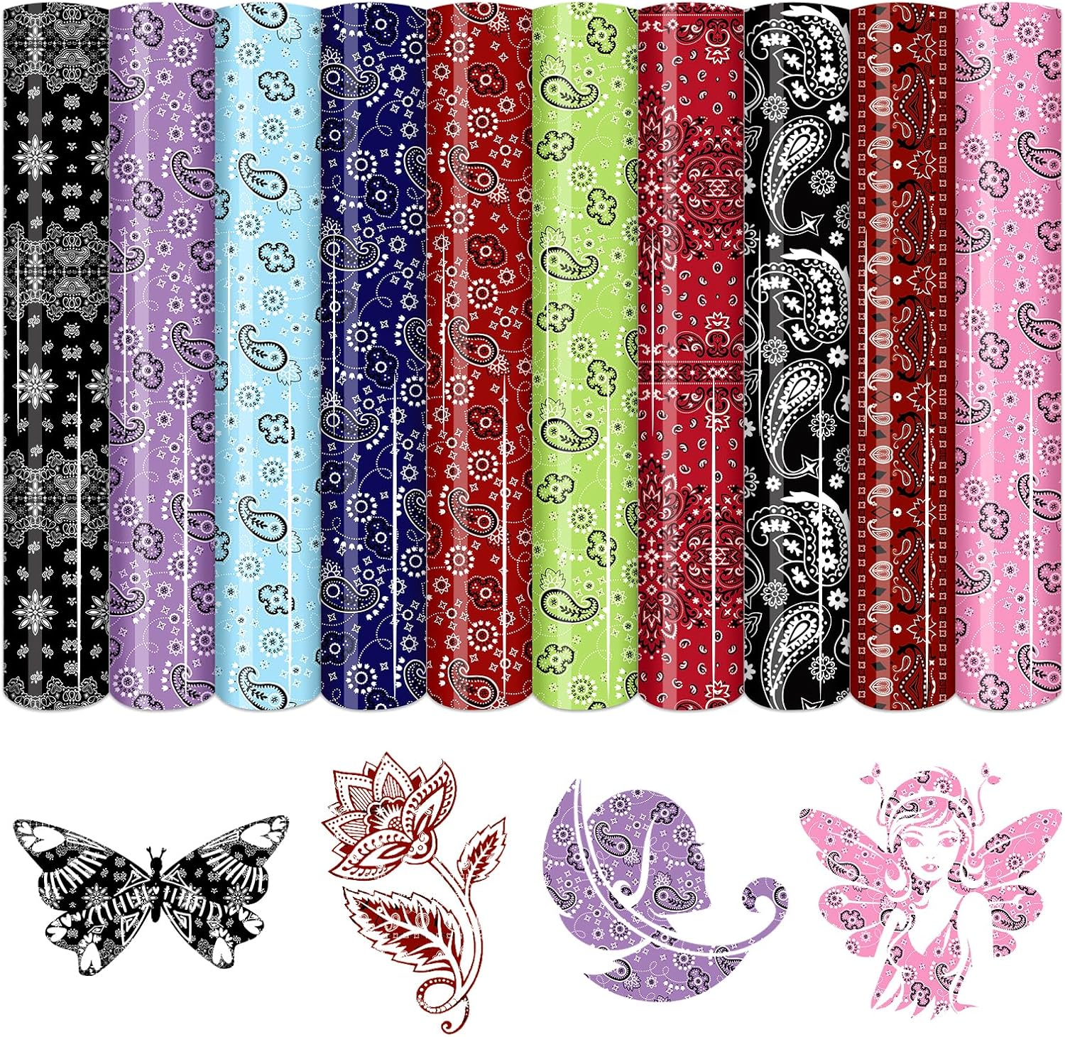 Amazon.com: HTVSTD Paisley HTV Heat Transfer Vinyl - 10 Sheets 12'' x ...