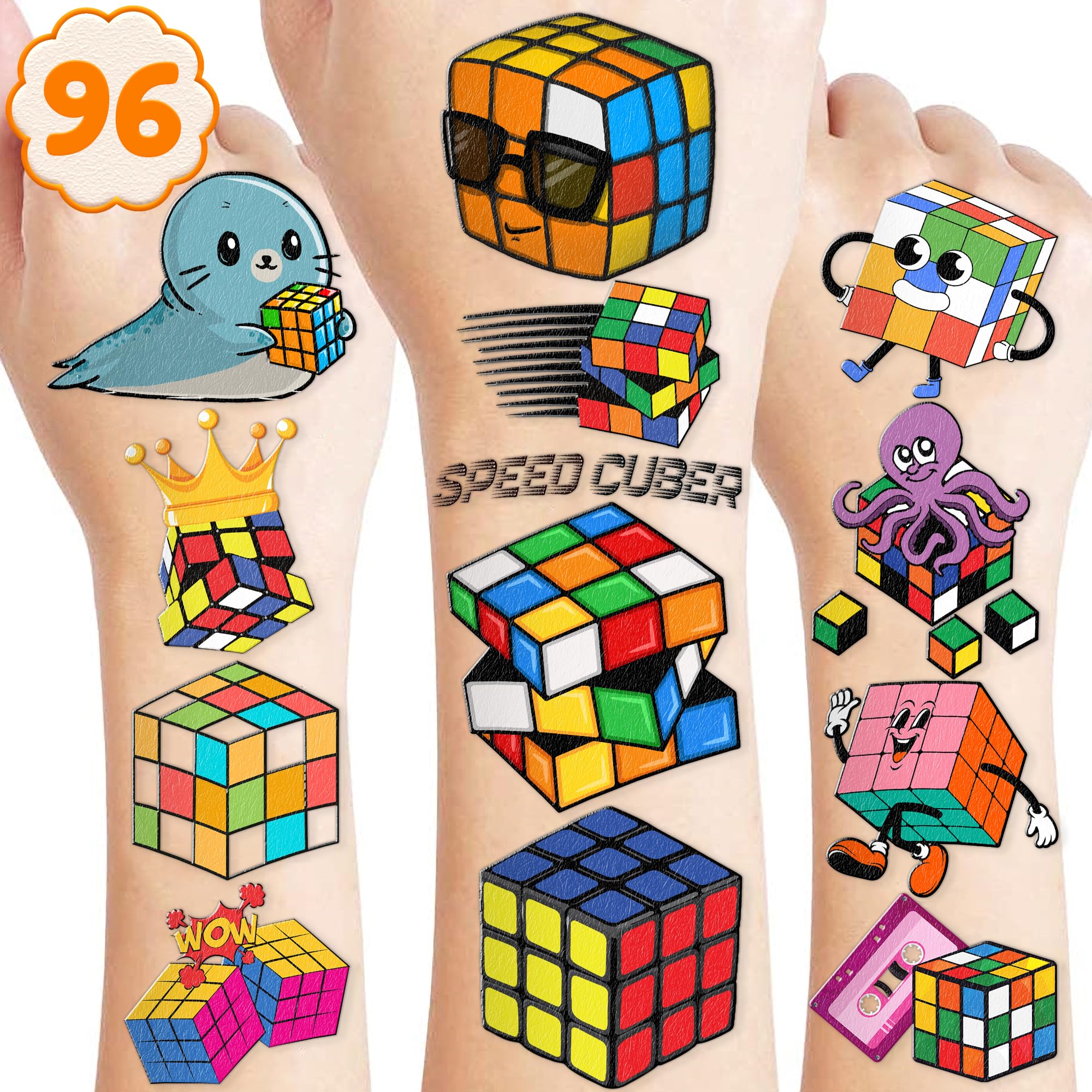 Buy Magic Cube Temporary Tattoos Stickers Cube Themed Birthday Party ...
