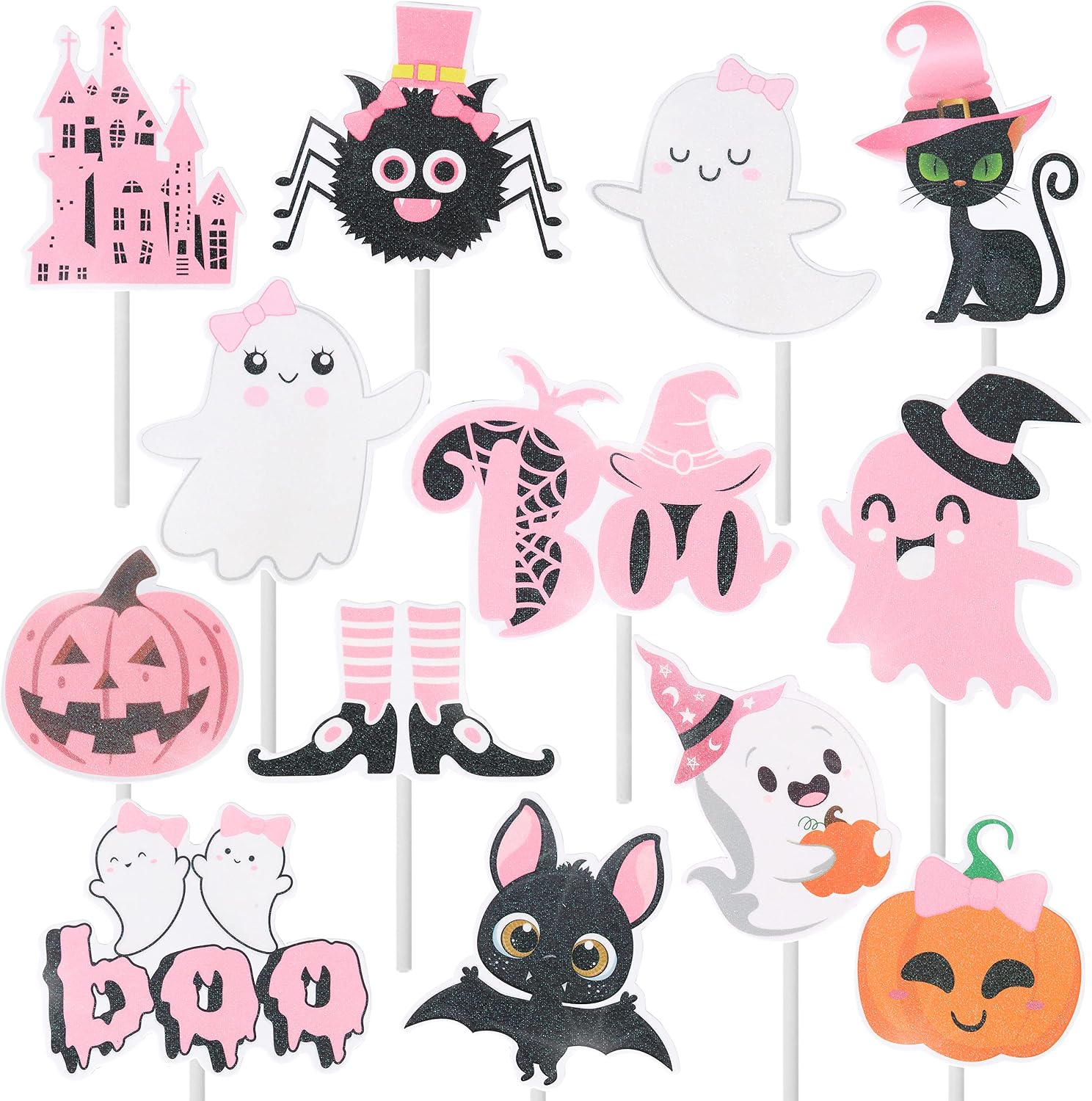 Amazon.com: 36Pcs Pink Ghost Cupcake Toppers Picks Halloween Cake ...