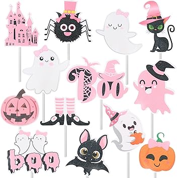 Amazon.com: 36Pcs Pink Ghost Cupcake Toppers Picks Halloween Cake ...