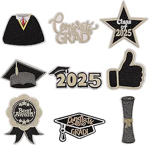Amazon.com: mortd 9Pcs 2025 Graduation Iron On Patches, Graduation Cap ...