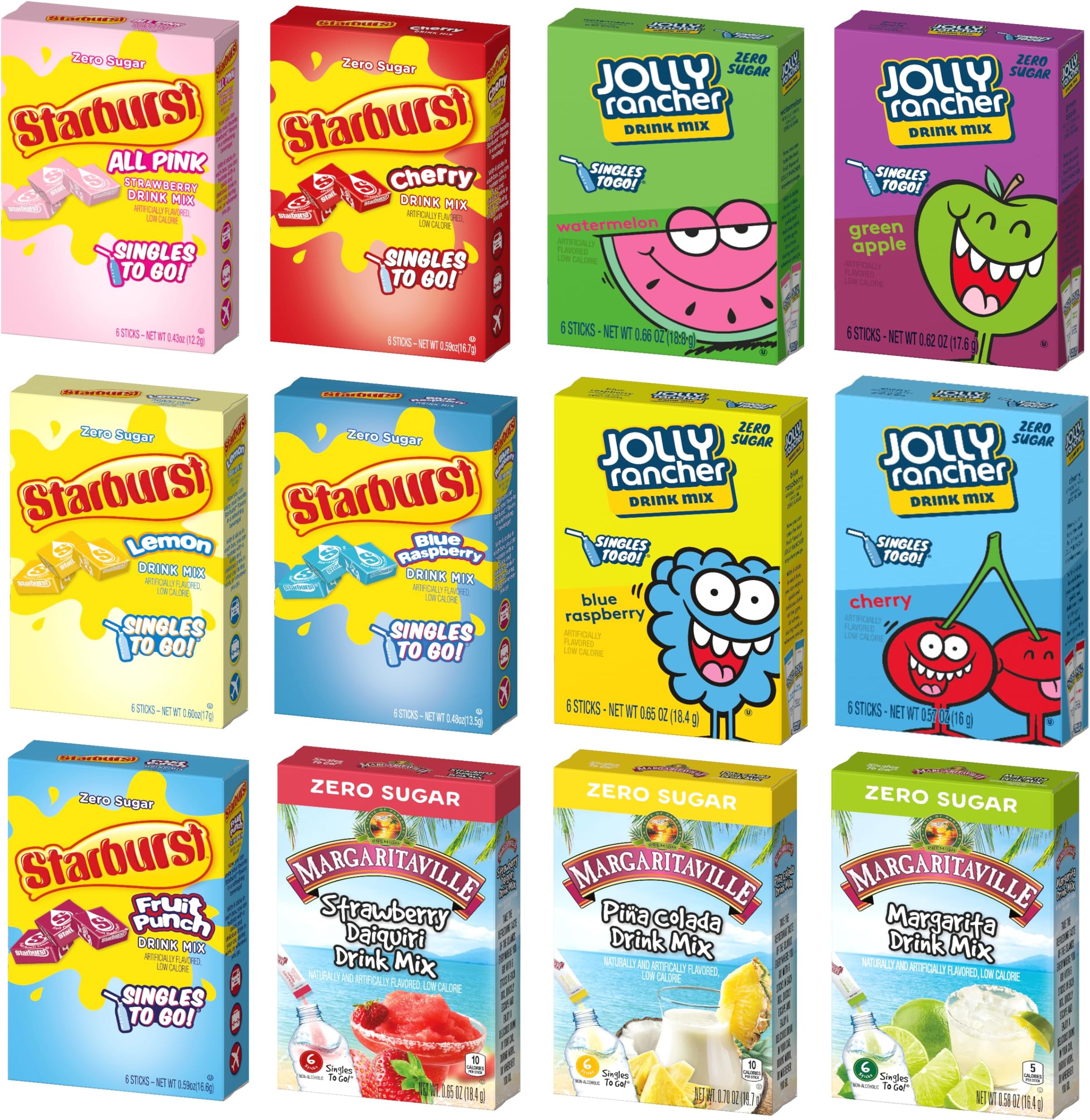 Amazon.com : Starburst Singles To Go Zero Sugar Drink Mix, Blue ...