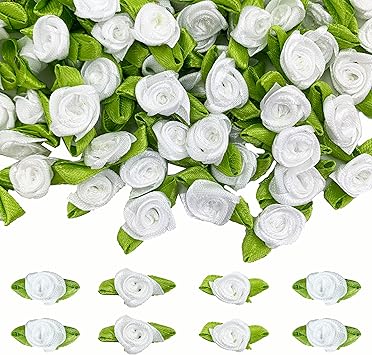 Amazon.com: Mini Ribbon Roses, 200Pcs Artificial Fabric Flowers with ...