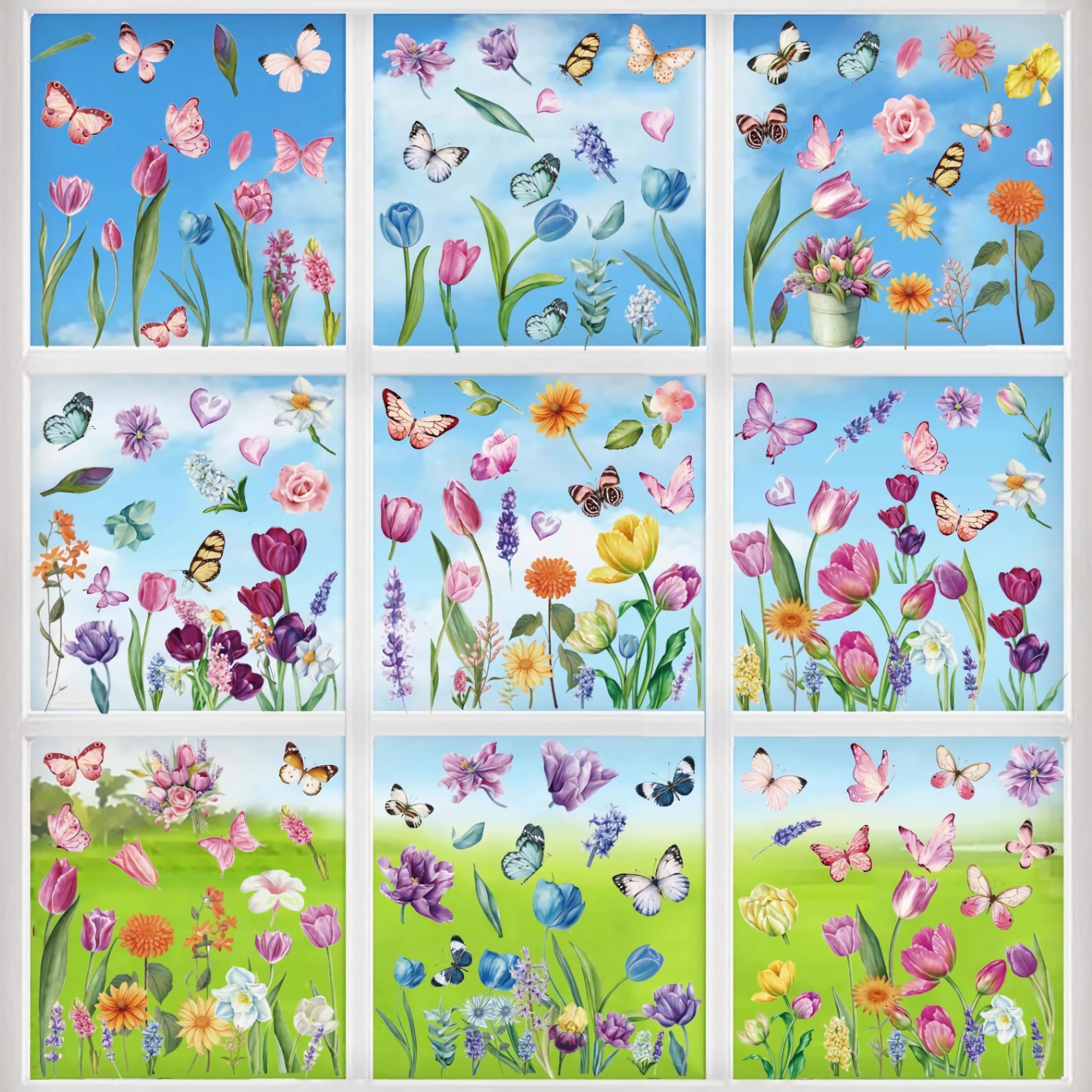 Snapklik.com : Spring Flower Window Clings Decorations Window Decals ...
