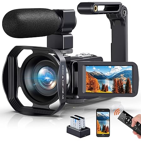 4K Caméscope, Caméra Vidéo WiFi 48MP Caméra Vlog IR Vision Nocturne ...