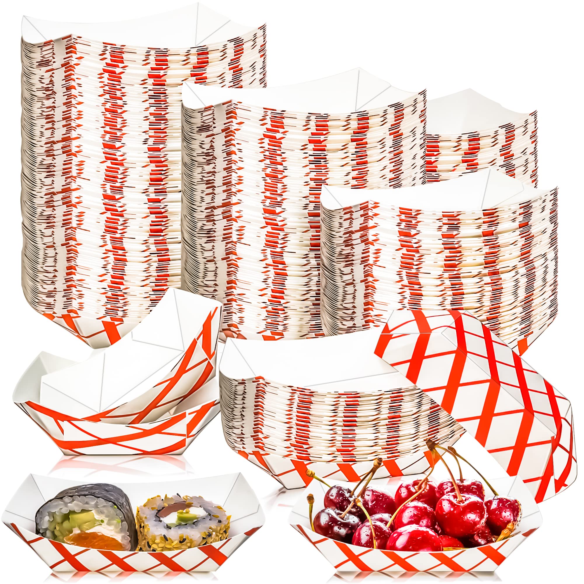 Snapklik.com : MotBach 200 Pack Checkered 1/4Lb Paper Food Boat Trays ...