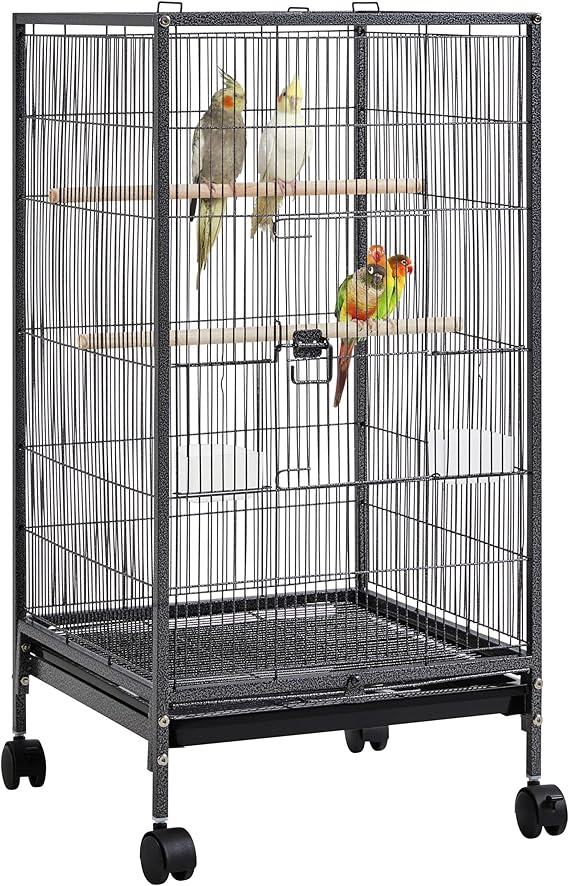 Yaheetech 40 Inch Height Wrought Iron Bird Cage Open-Top Parrot Cage ...