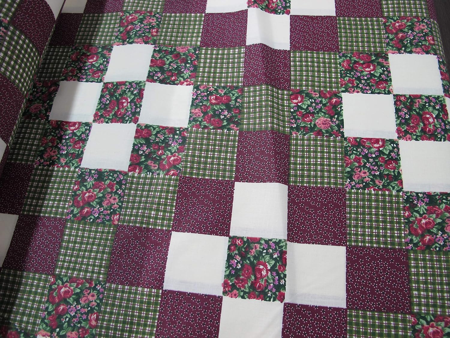 Amazon.com: 90" Cheater Quilt Top Triple Irish Chain Burgundy. Sold by ...