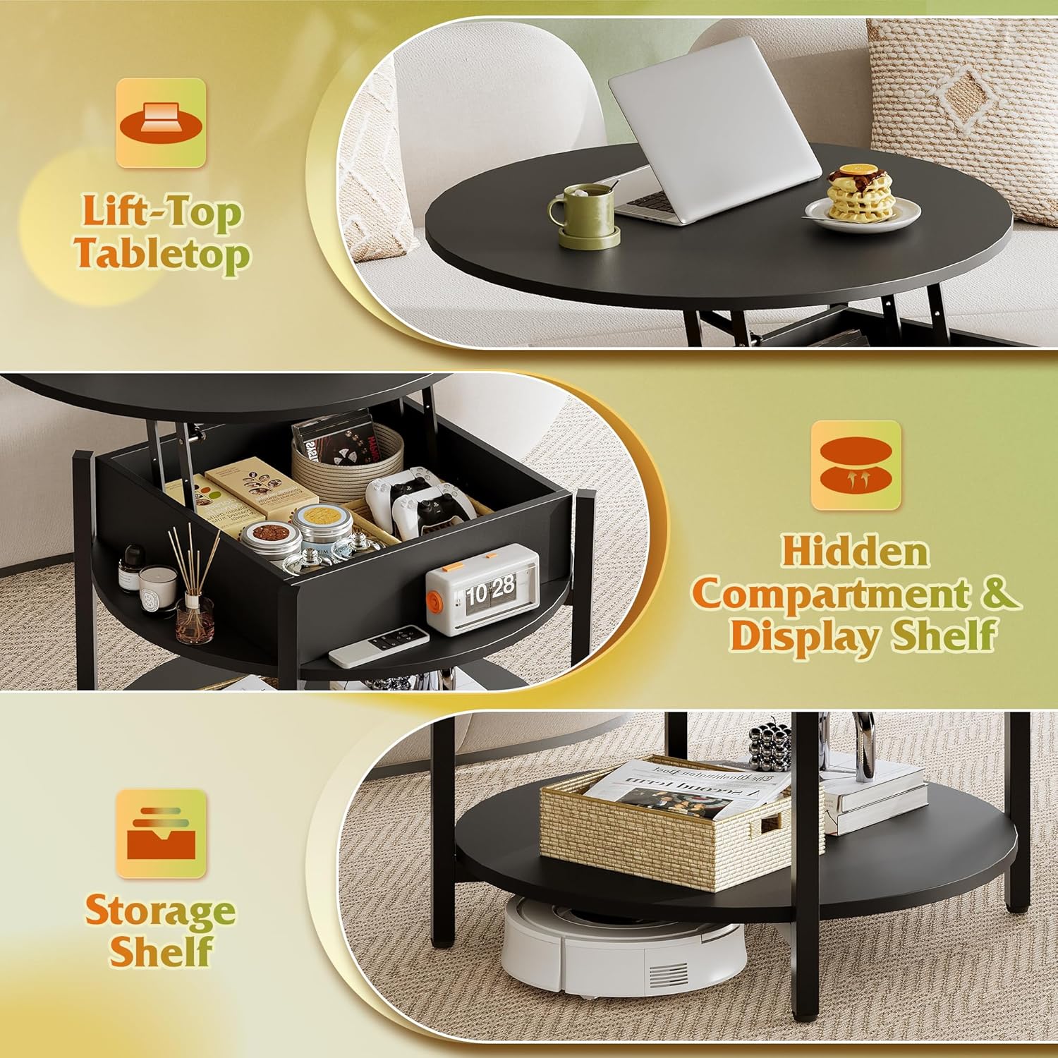 WLIVE Round Lift Top Coffee Table (Model B0F6752KDN) Instruction Manual