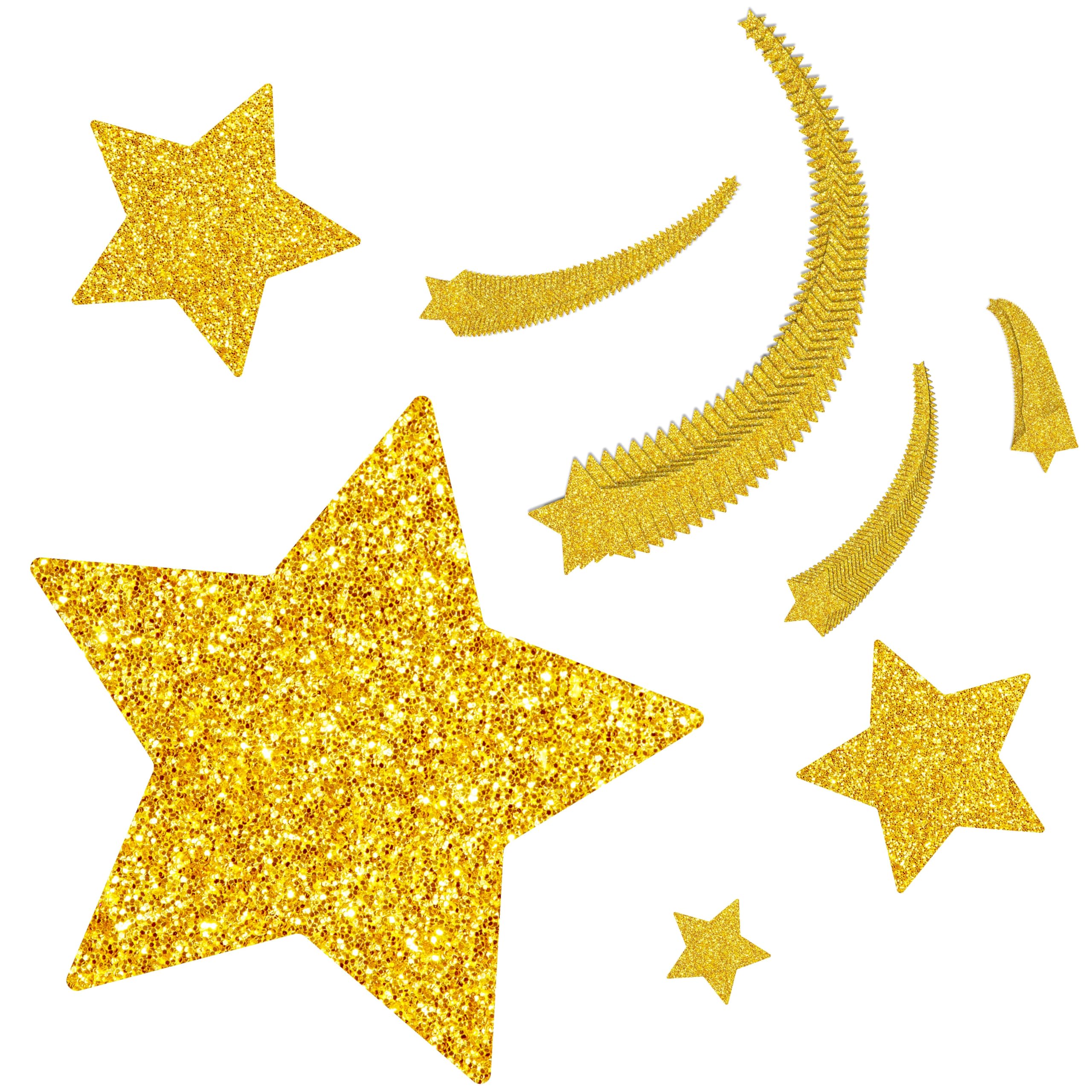 80 PCS Glittering Five Star Cutouts, Double Sided Golden Metallic Foil ...