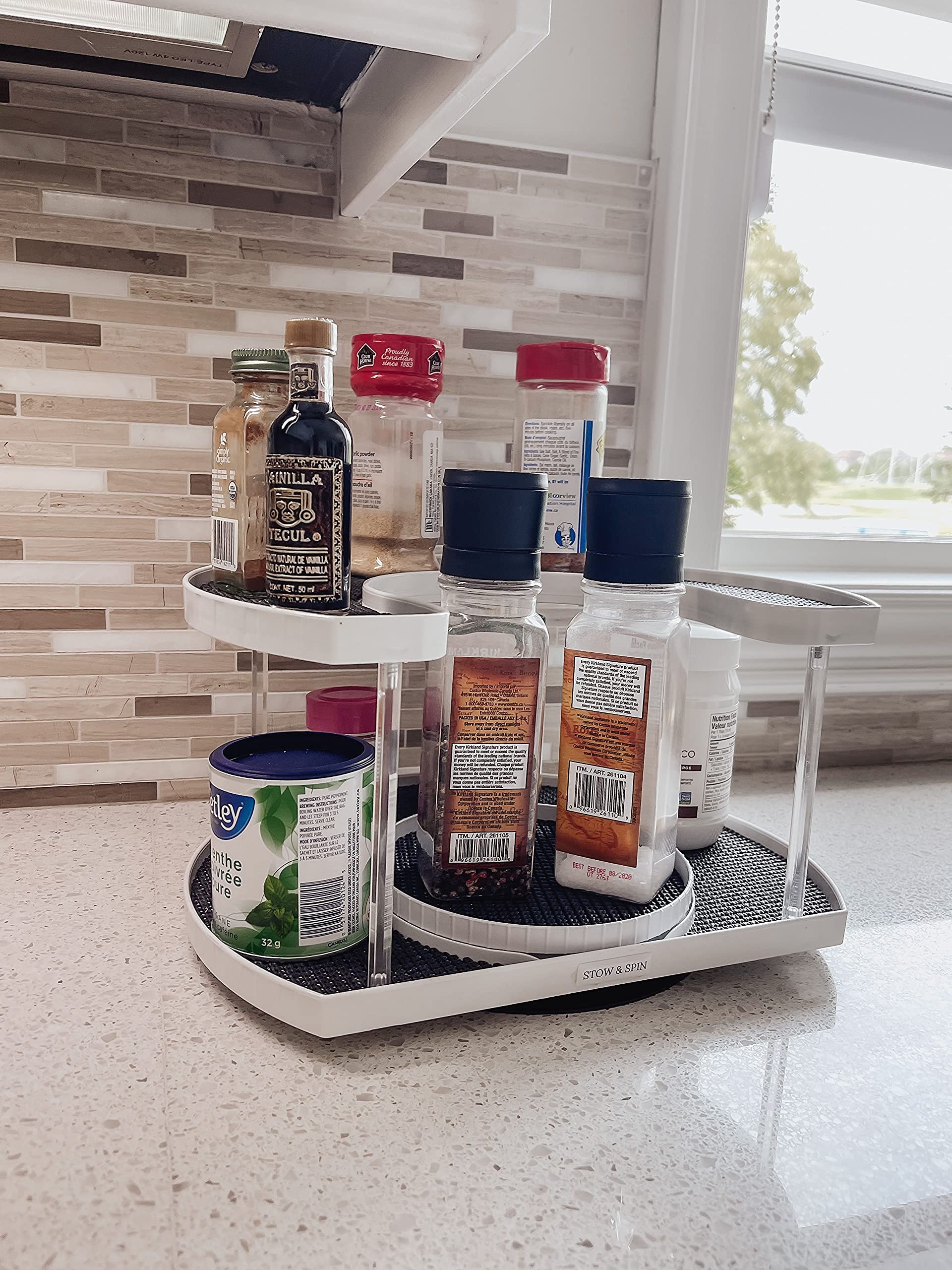 Spice Rack Organizer for Cabinet 2 Tier Lazy Susan Organizer Holds 40 ...