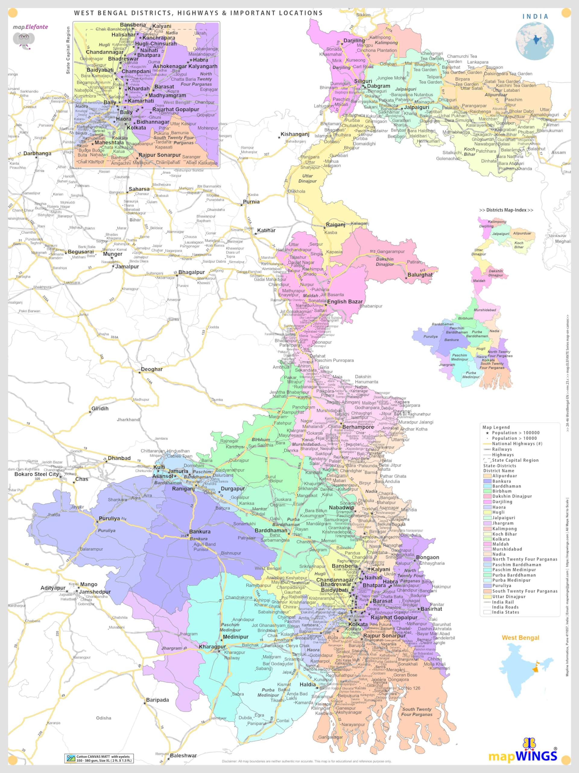 Buy s of ( WEST BENGAL ) | Set of 2 | 1 - .Elefante with Districts ...