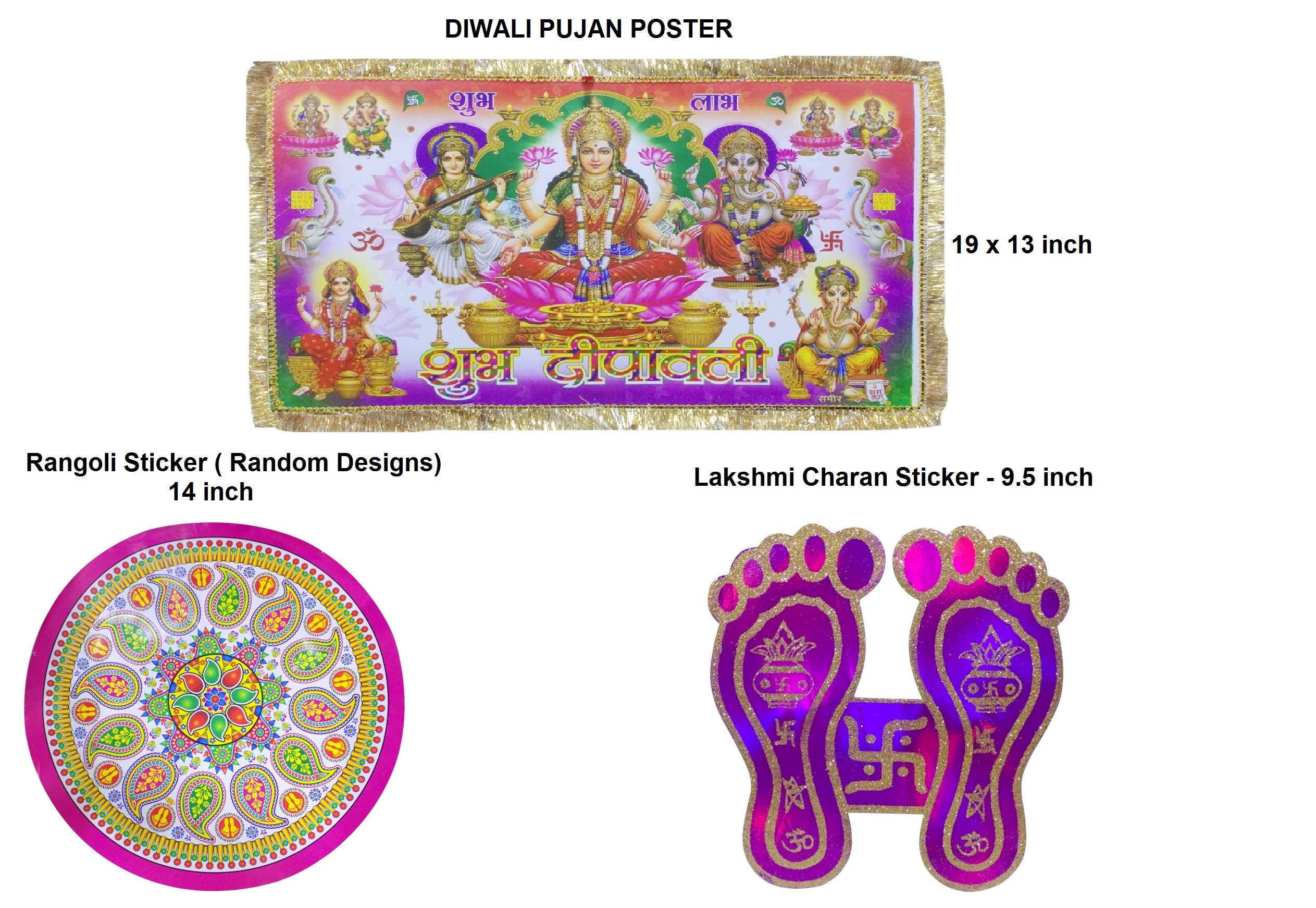 Diwali Lakshmi Pujan Shubh Labh Poster Paper Rangoli Sticker Lakshmi ...