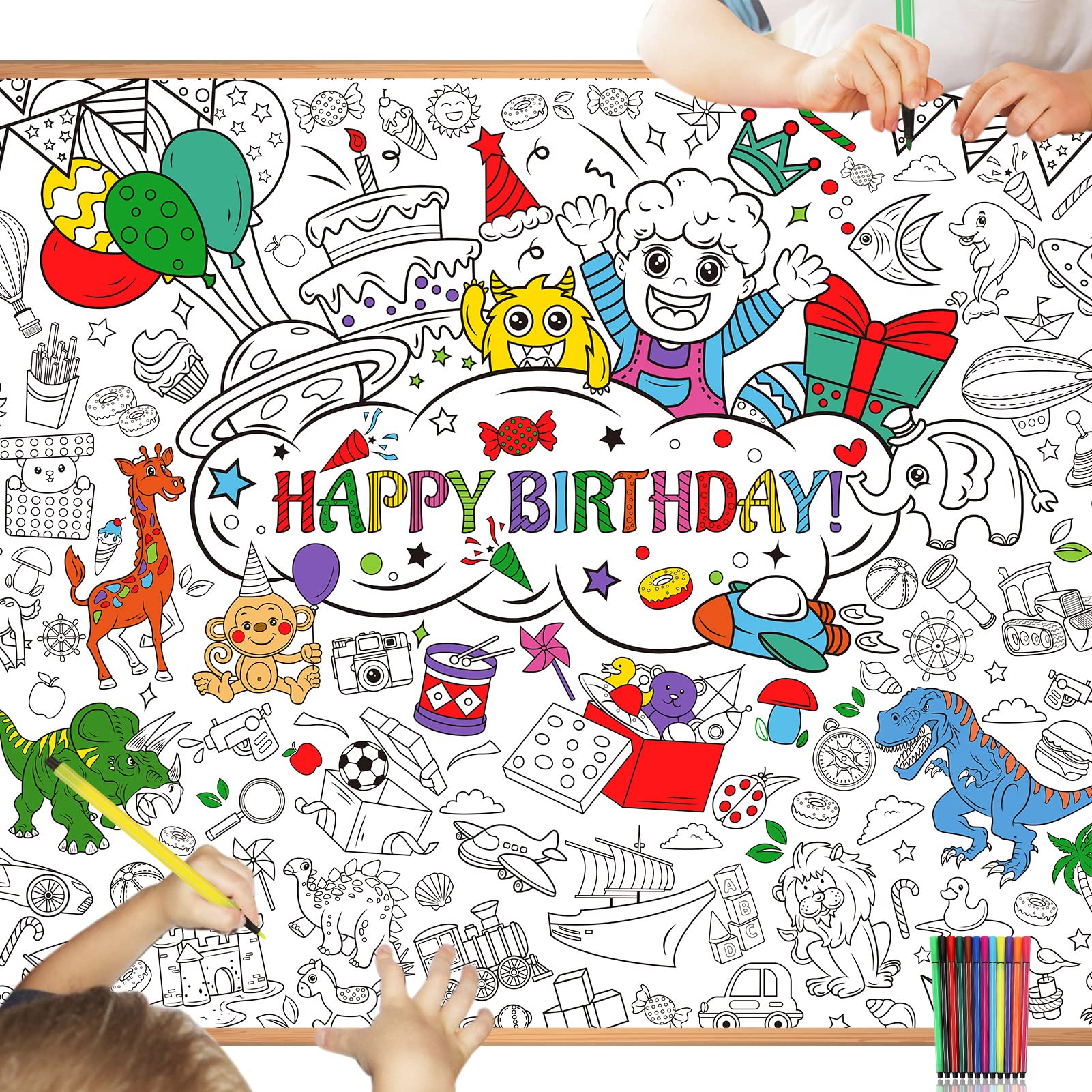 Giant Colouring Poster For Kids Activity Packs Dinosaurs Colouring ...