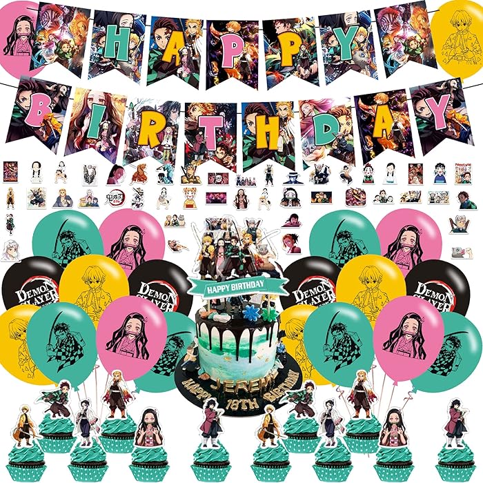 Buy Demon Slayer Party Decorations,Birthday Party Supplies For Demon ...