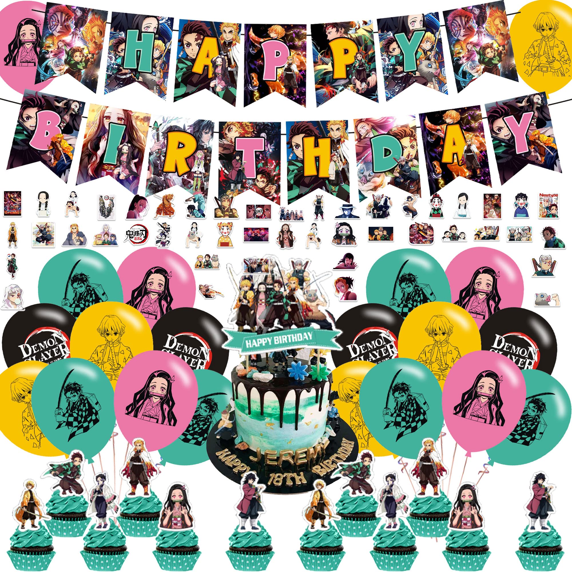 Buy Demon Slayer Party Decorations,Birthday Party Supplies For Demon ...