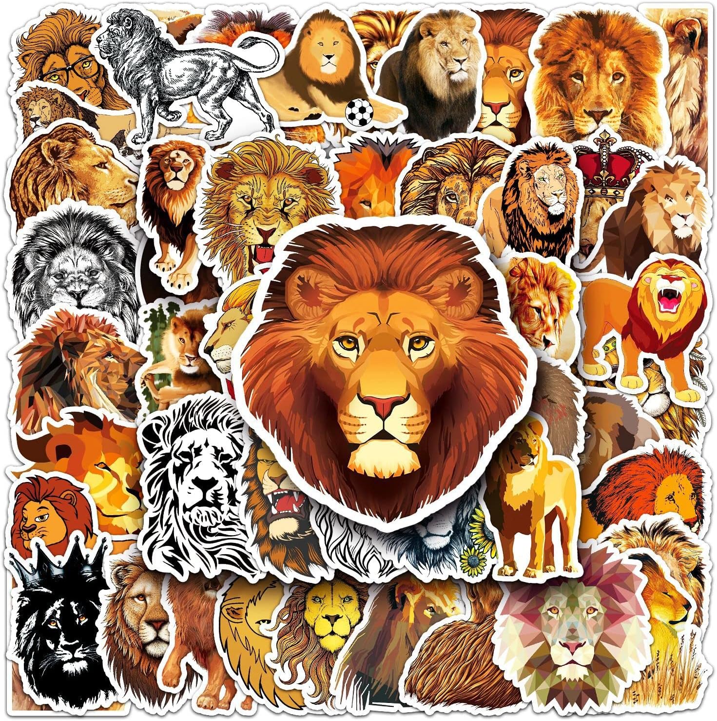 Amazon.com: Lion Stickers,50Pcs Cartoon Lions Waterproof Stickers ...