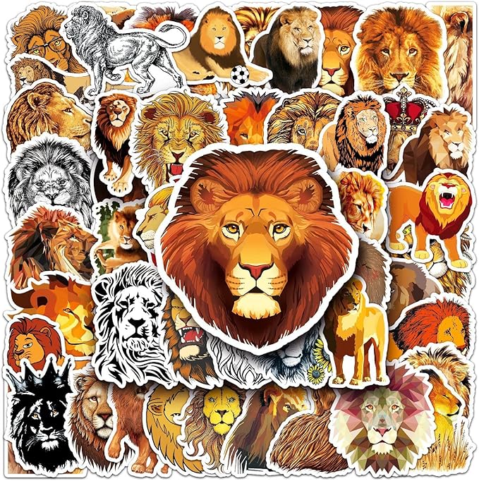 Amazon.com: Lion Stickers,50Pcs Cartoon Lions Waterproof Stickers ...