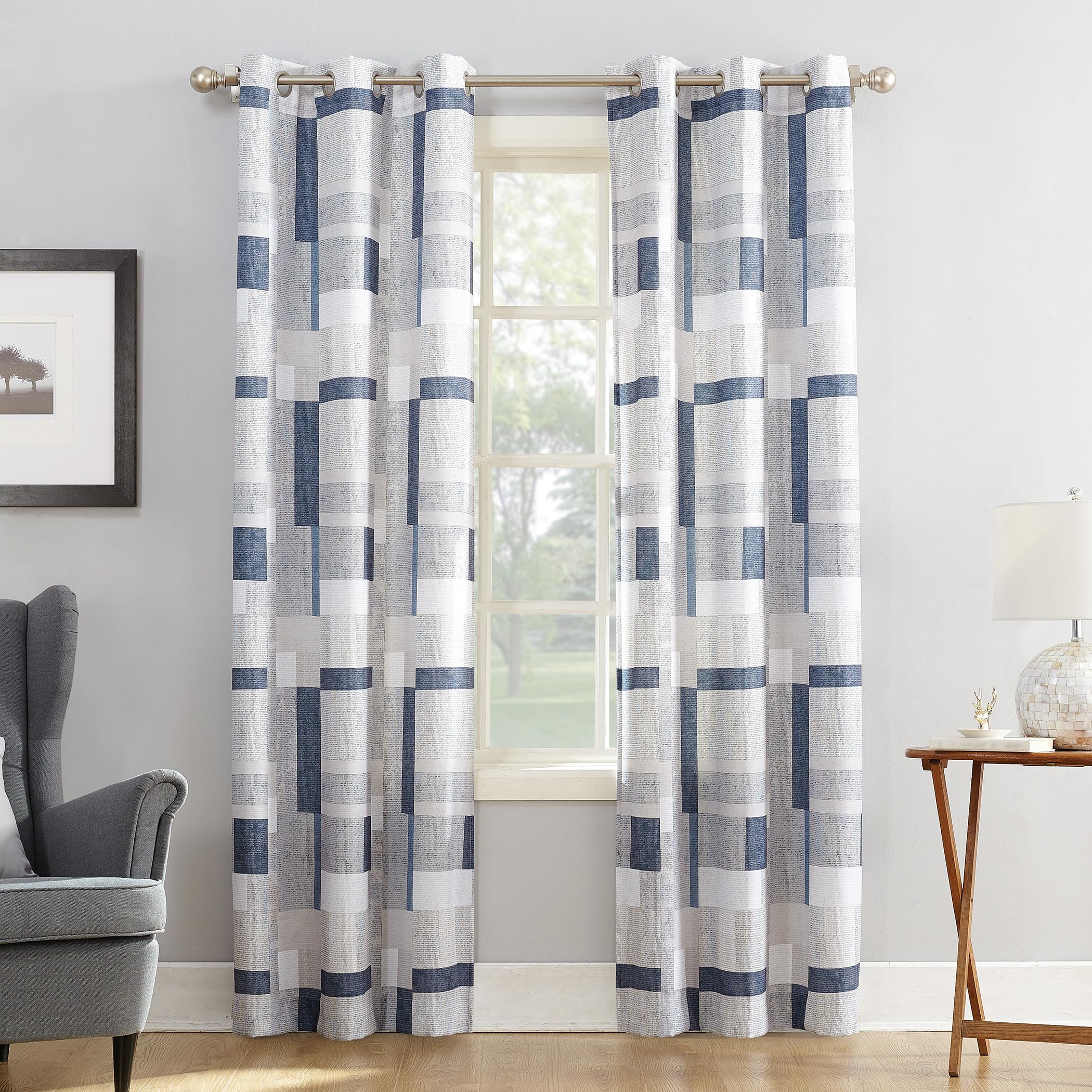 Amazon.com: No. 918 Blockade Geometric Blocks Semi-Sheer Grommet ...