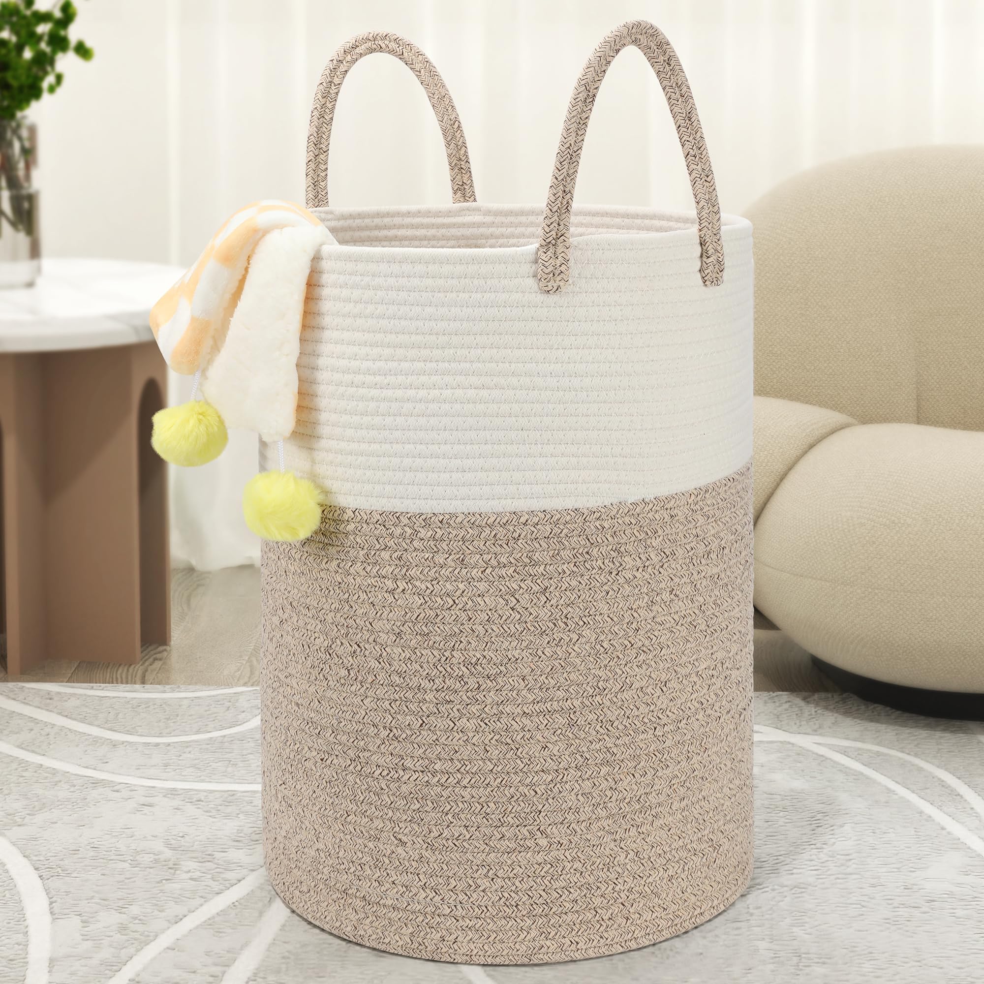 Amazon.com: Eblog 58L Cotton Rope Laundry Basket (20"x15"),Woven Basket ...