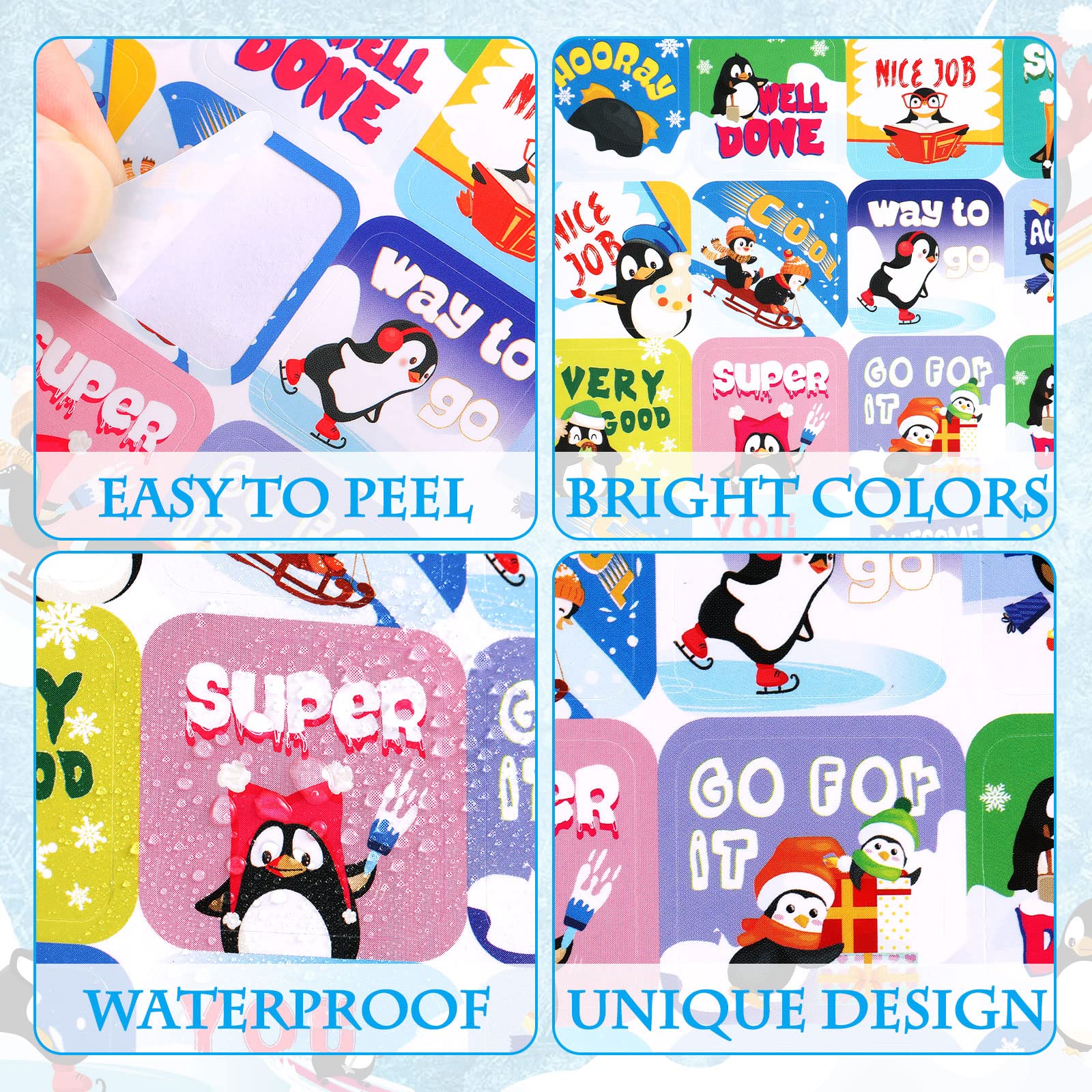 Snapklik.com : 500 Pcs Penguin Motivational Stickers For Kids Cute ...