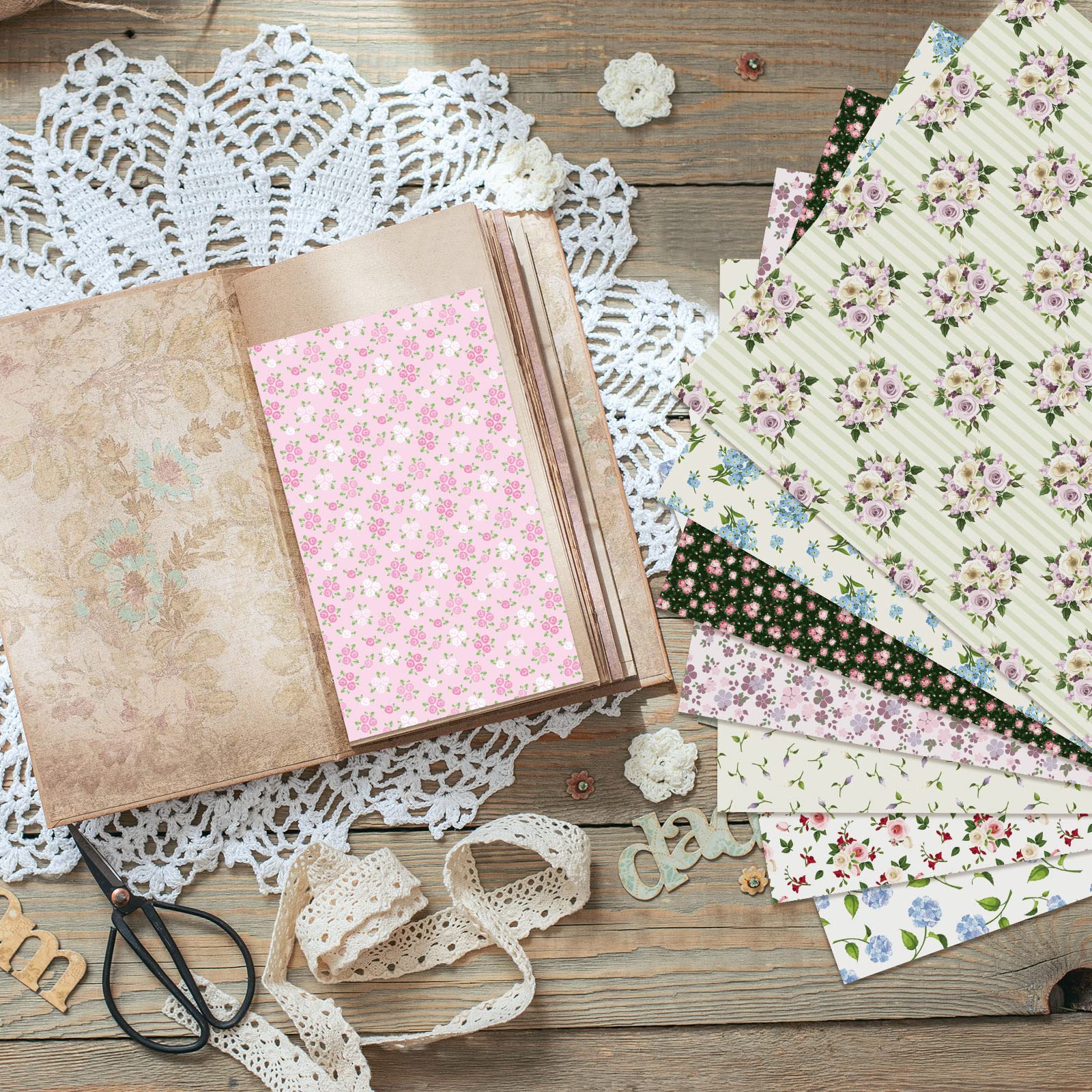 Snapklik.com : TaoBary 36 Sheets Flower Scrapbook Paper Vintage Flower ...
