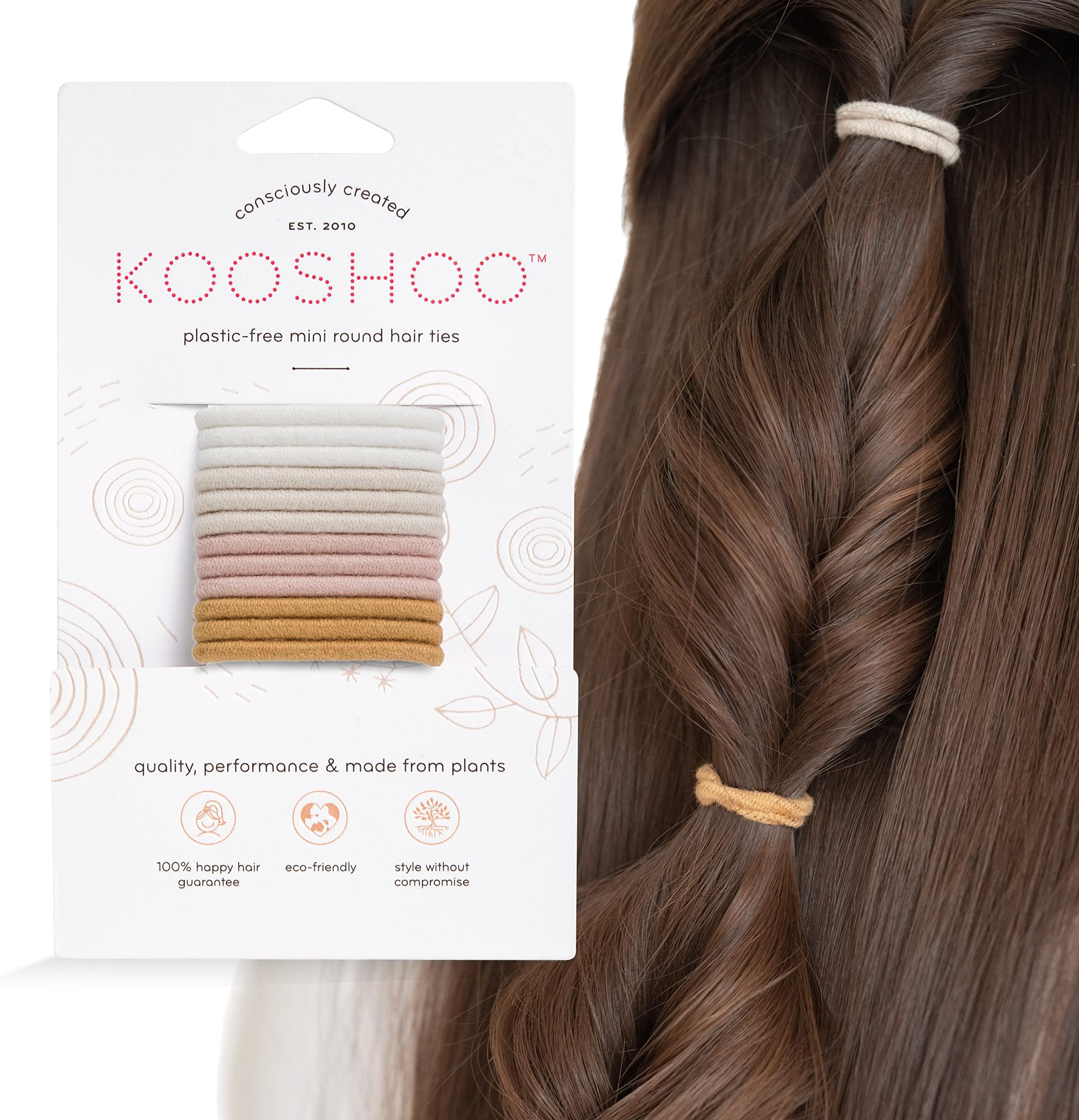 Amazon.com : KOOSHOO Organic Cotton Hair Ties For Girls - Plastic-Free ...