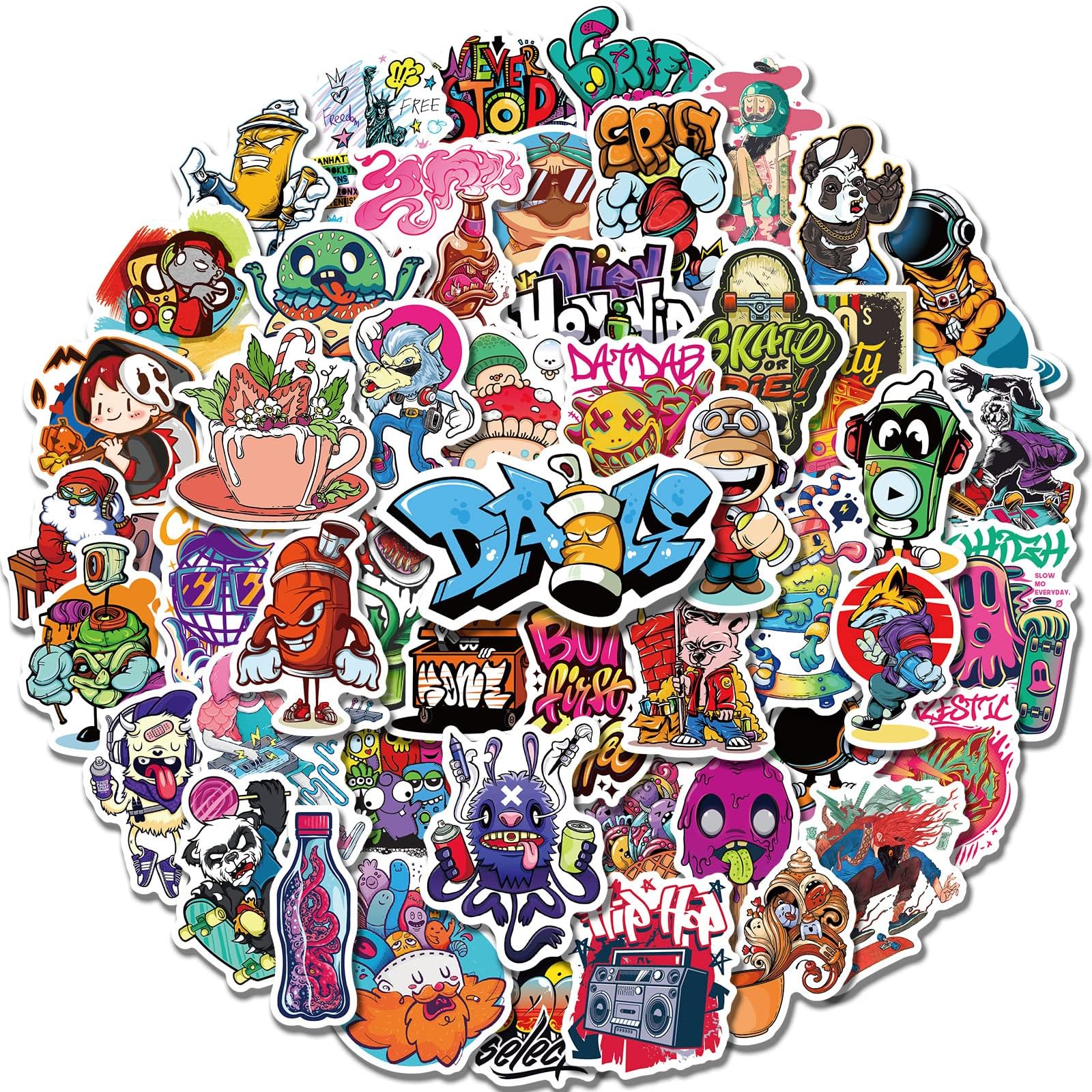 50 Pcs Street Graffiti Stickers Pack - Vinyl Stickers for Laptops ...