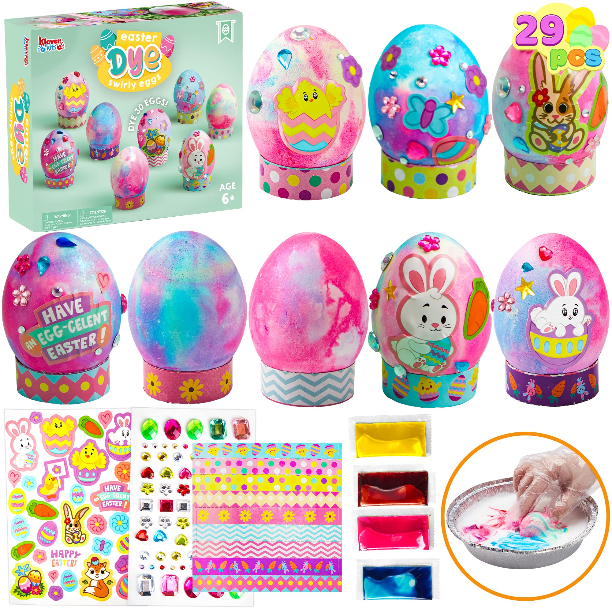 Klever Kits 29 Pcs Easter Egg Dye Kit, DIY Easter Egg Decorating Kit ...