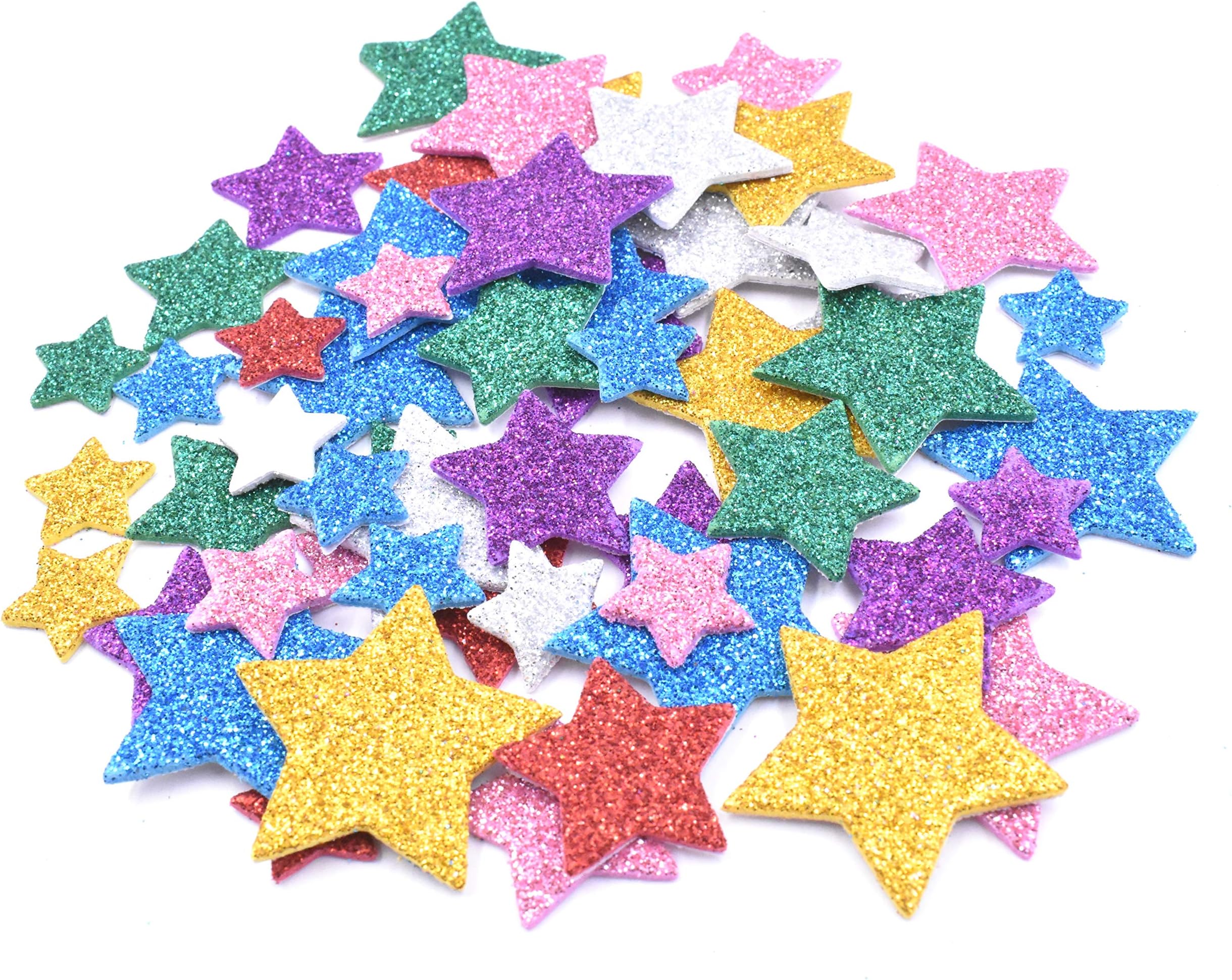 Amazon.com: 200pcs Colorful Glitter Foam Stickers- Self Adhesive Star ...