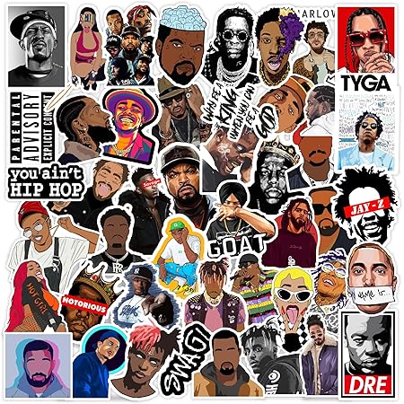 CodersParadise Pack of 52 - Hip Hop Rappers Vinyl Stickers For Laptop ...