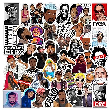 CodersParadise Pack of 52 - Hip Hop Rappers Vinyl Self-Adhesive ...