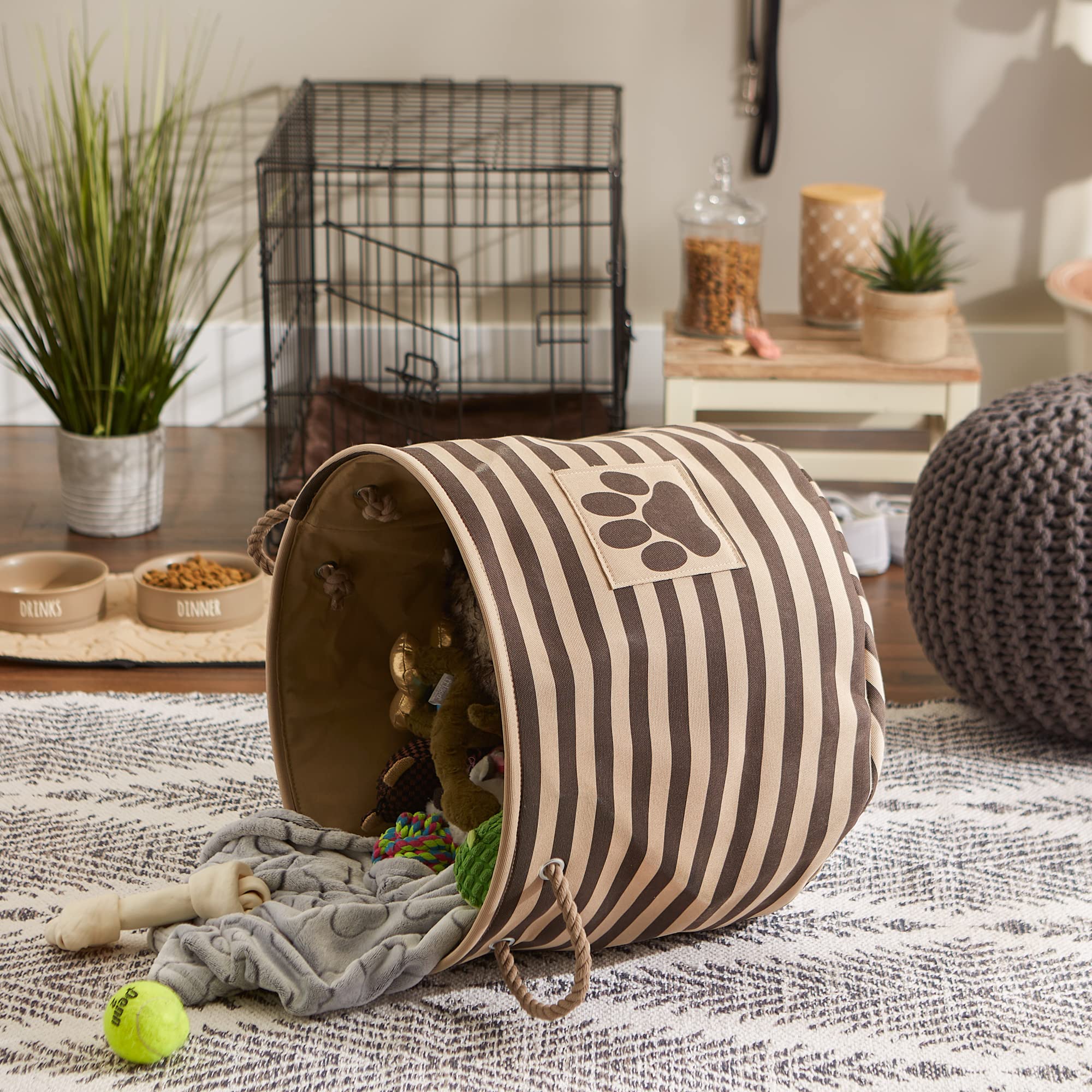 Snapklik.com : Bone Dry Pet Storage Collection Striped Paw Patch Bin