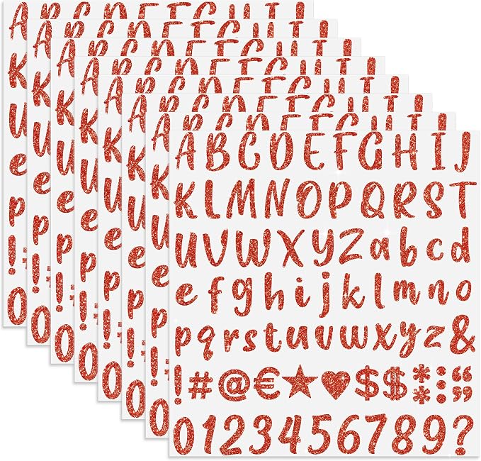 Amazon.com: 648 Pieces 8 Sheets Letter Stickers Glitter Small Self ...
